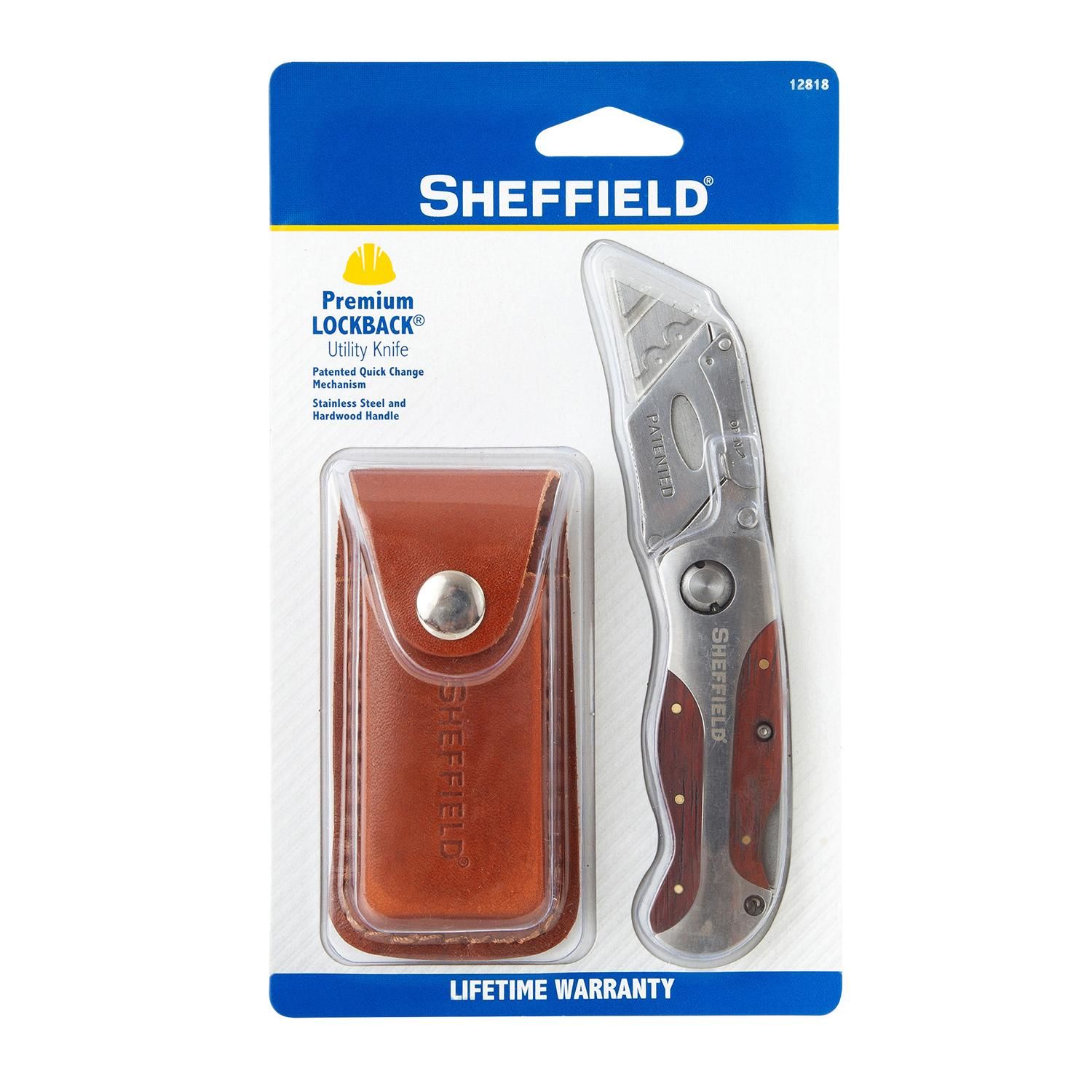 Sheffield Premium Folding Lock Back Utility Knife with Sheath