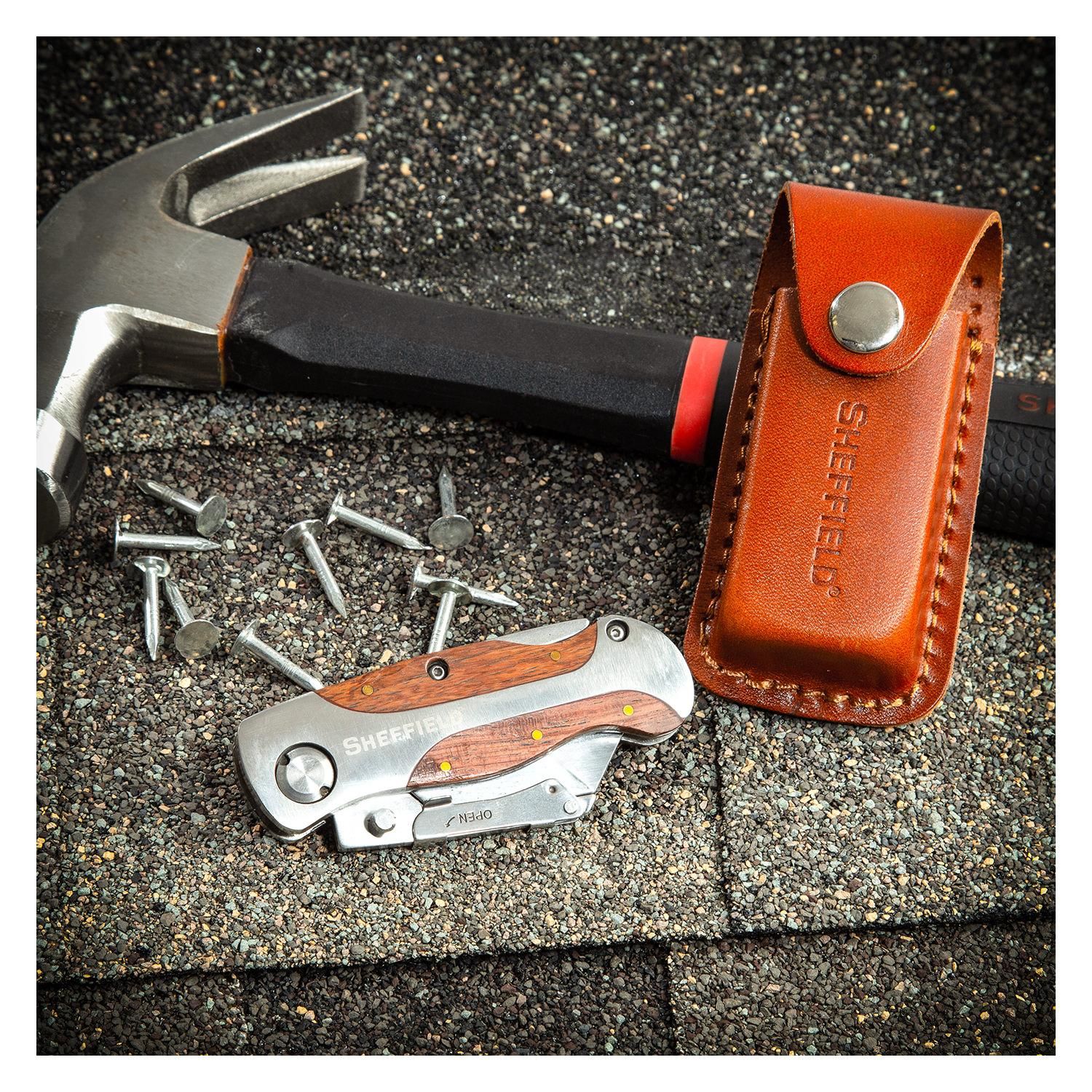 Sheffield Premium Folding Lock Back Utility Knife with Sheath