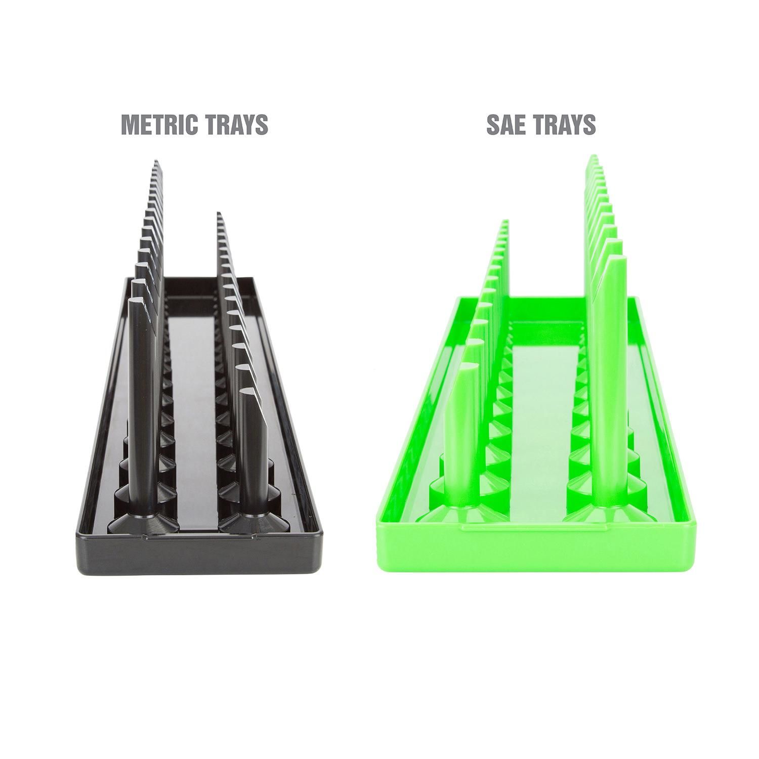 OEMTOOLS SAE and Metric Black and Green Socket Tray Set 6 Piece