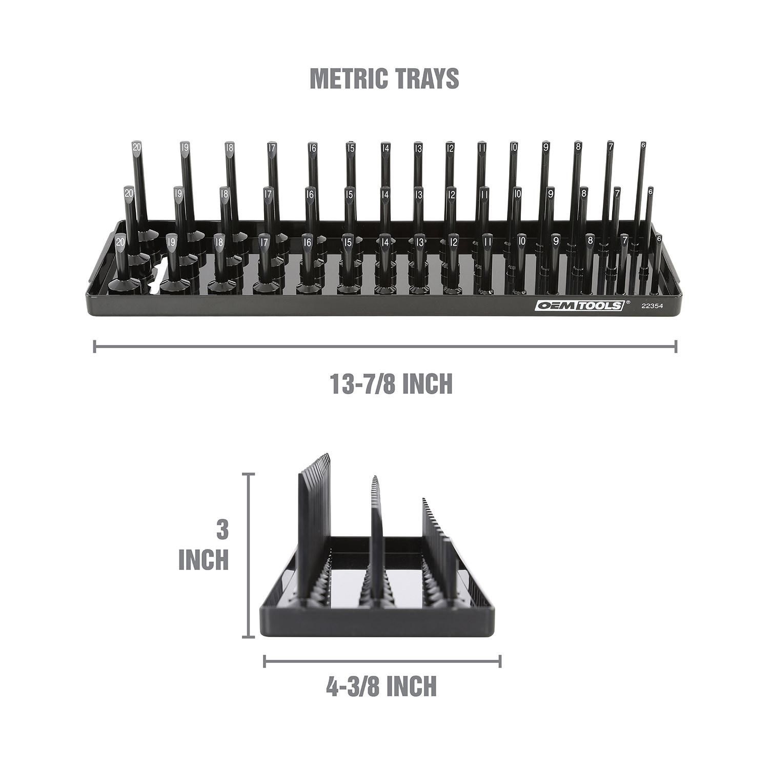 OEMTOOLS 3/8in Drive 3 Post Metric Socket Tray