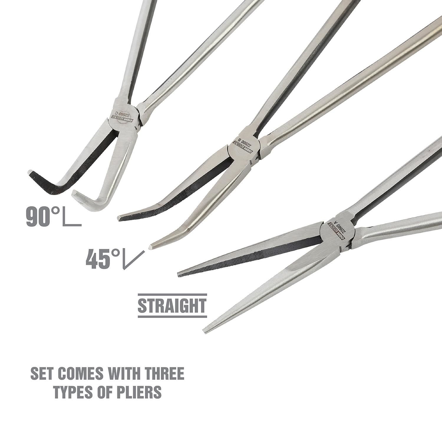 OEMTOOLS 16in Long Reach Long Nose Pliers Set 3 Piece