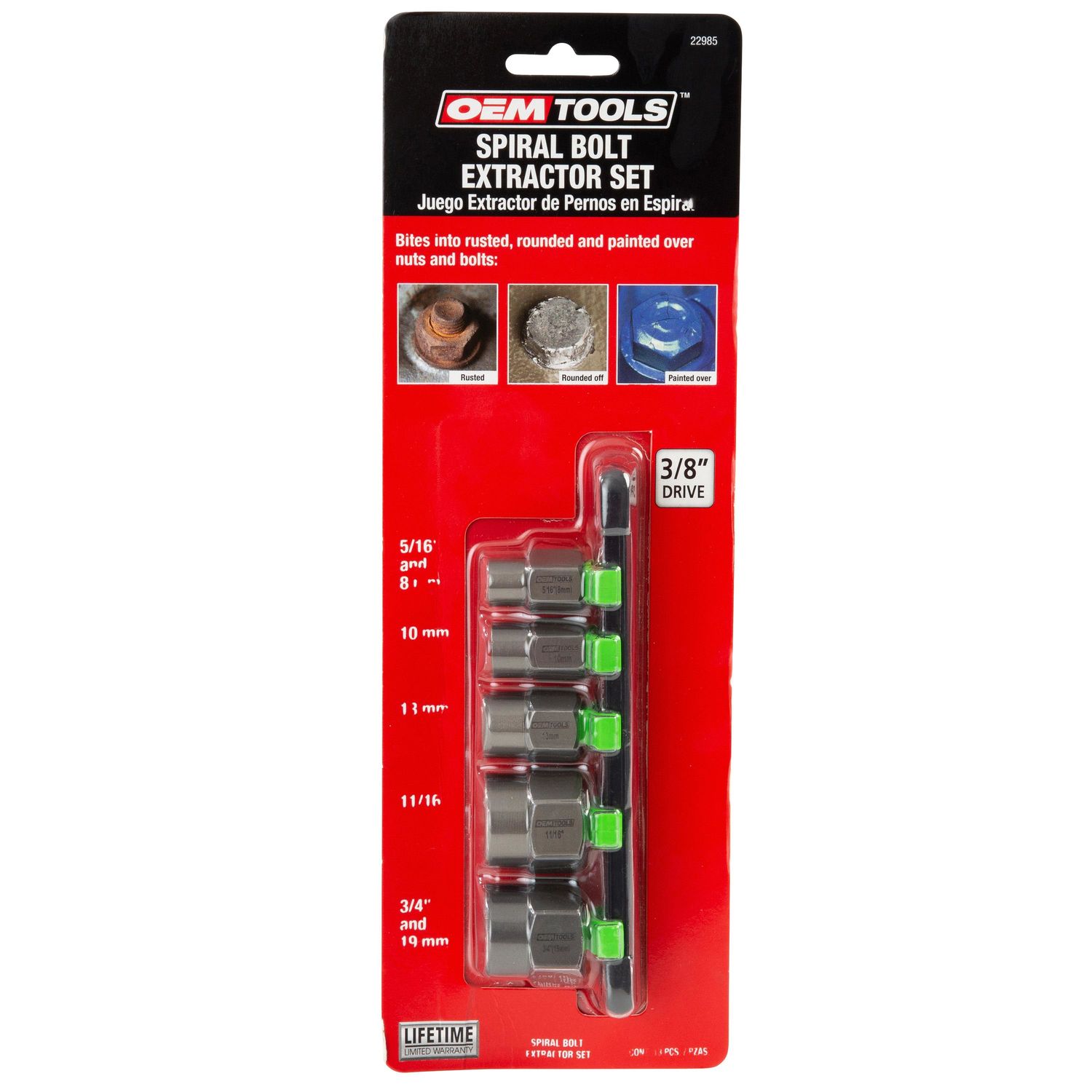 OEMTOOLS 5 pieces Spiral Type Extractor Set on Aluminum Rail