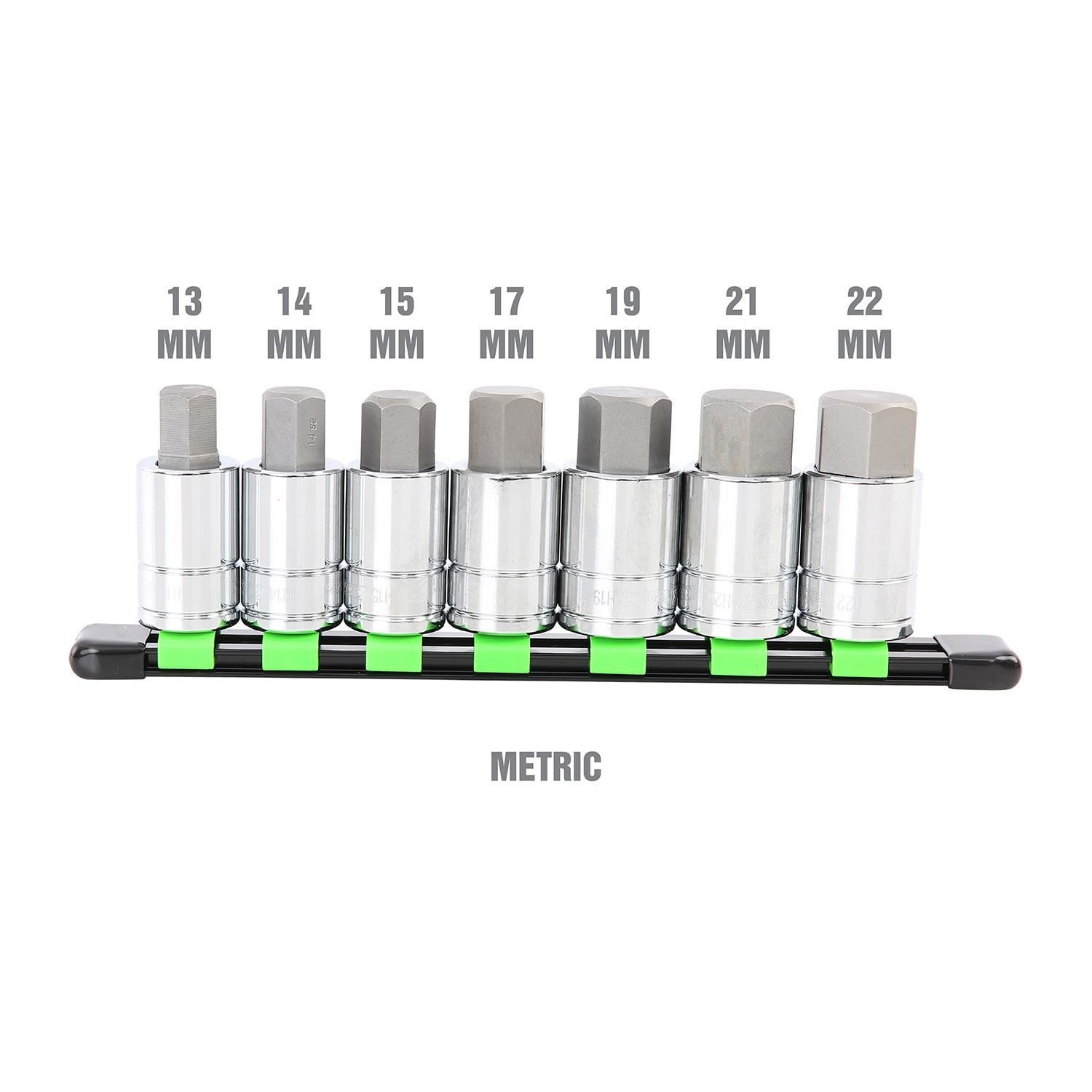 OEMTOOLS 1/2 in. Drive Metric Hex Bit Socket Set 7 Piece