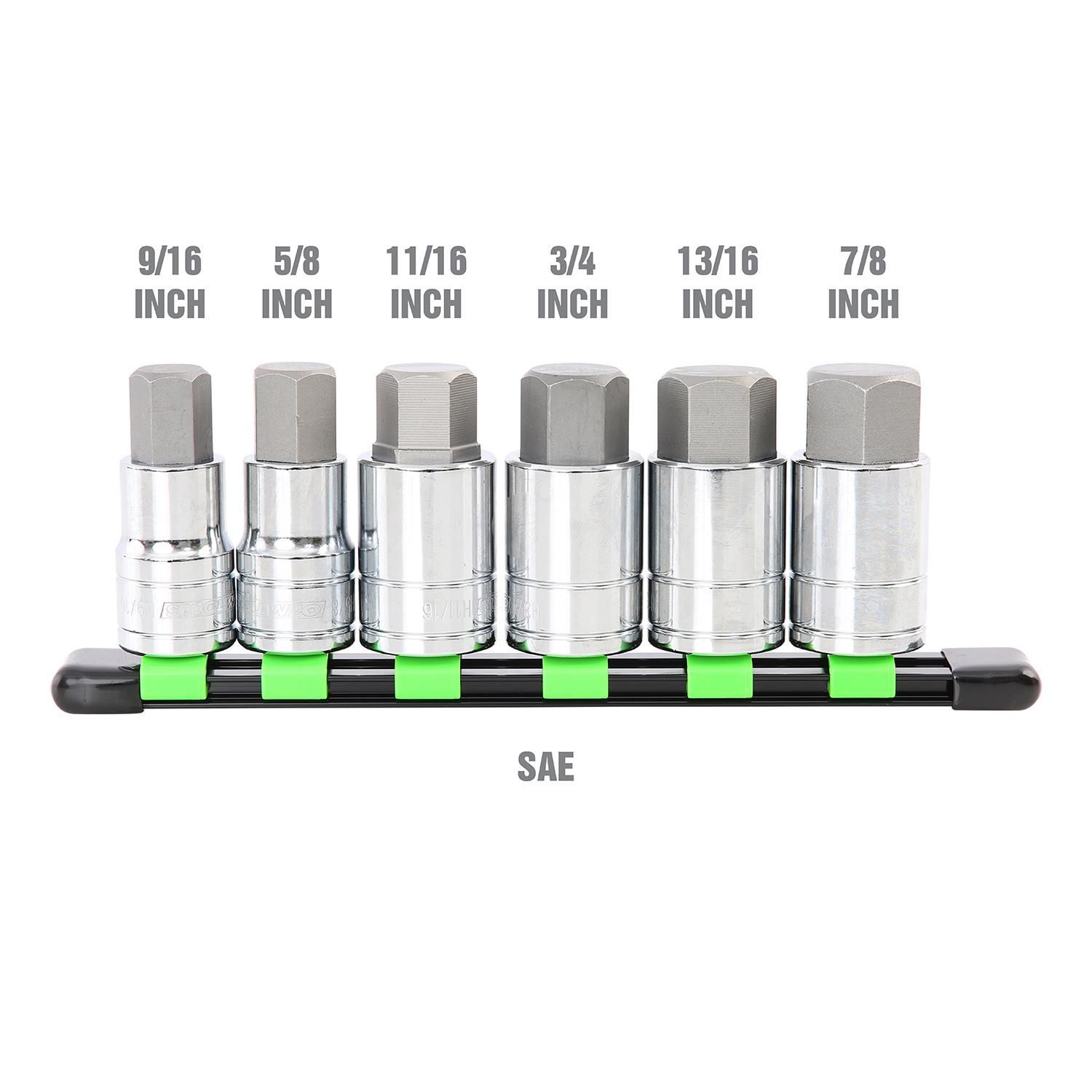 OEMTOOLS 1/2 Inch Drive SAE Hex Bit Socket Set 6 Piece