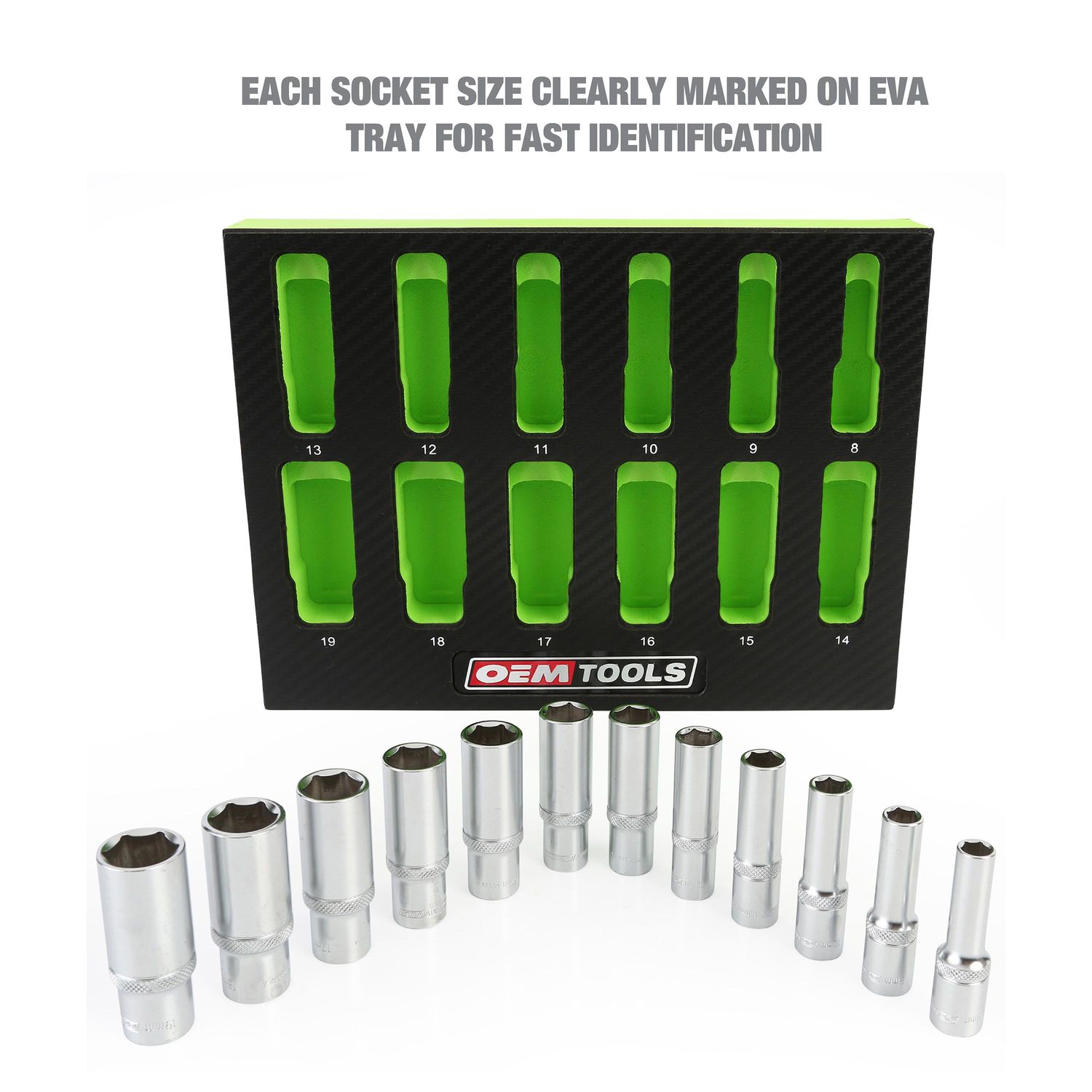 OEMTOOLS 3/8in Drive Metric Deep Socket Set 12 Piece
