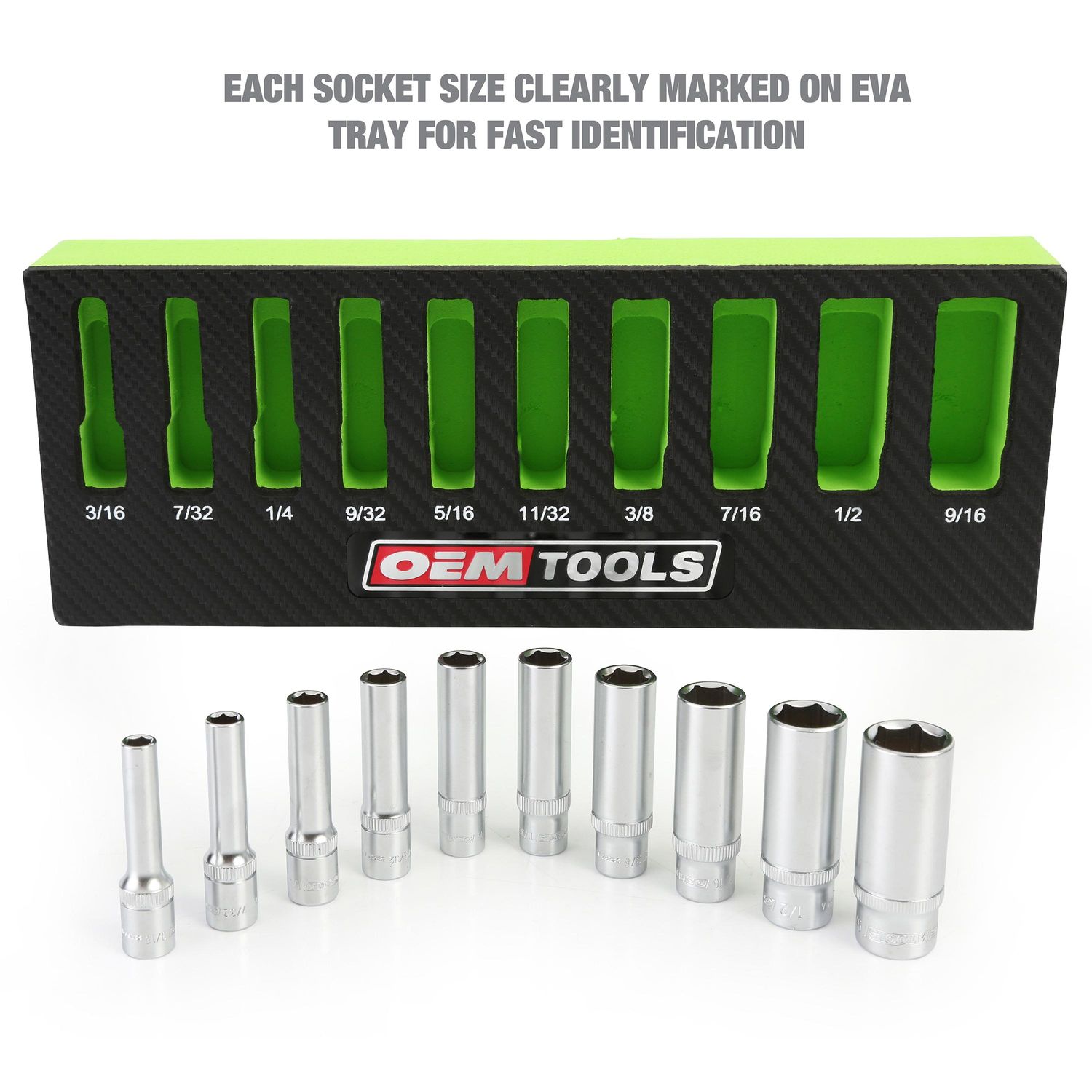 OEMTOOLS 1/4in Drive SAE Deep Socket Set 10 Piece