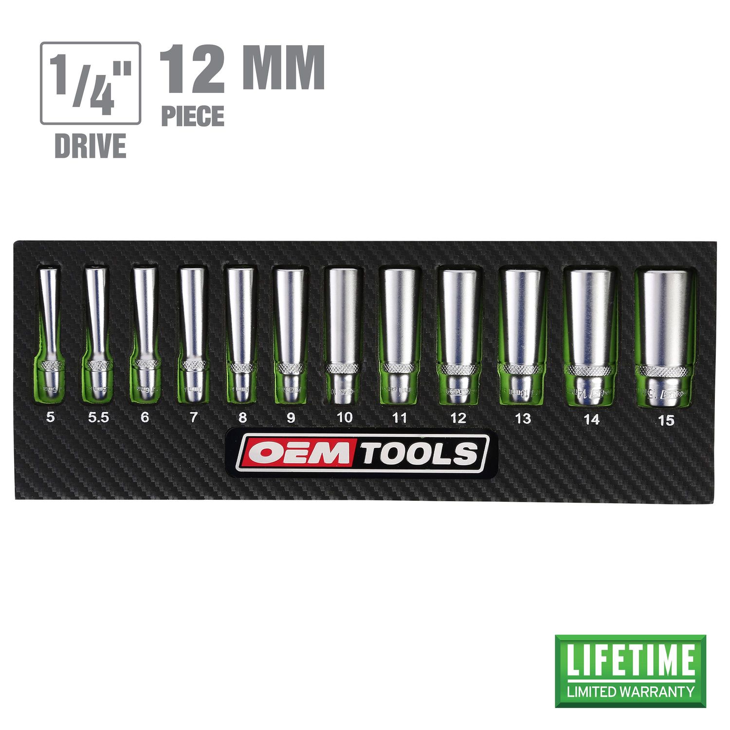 OEMTOOLS 1/4in Drive Metric Deep Socket Set 12 Piece