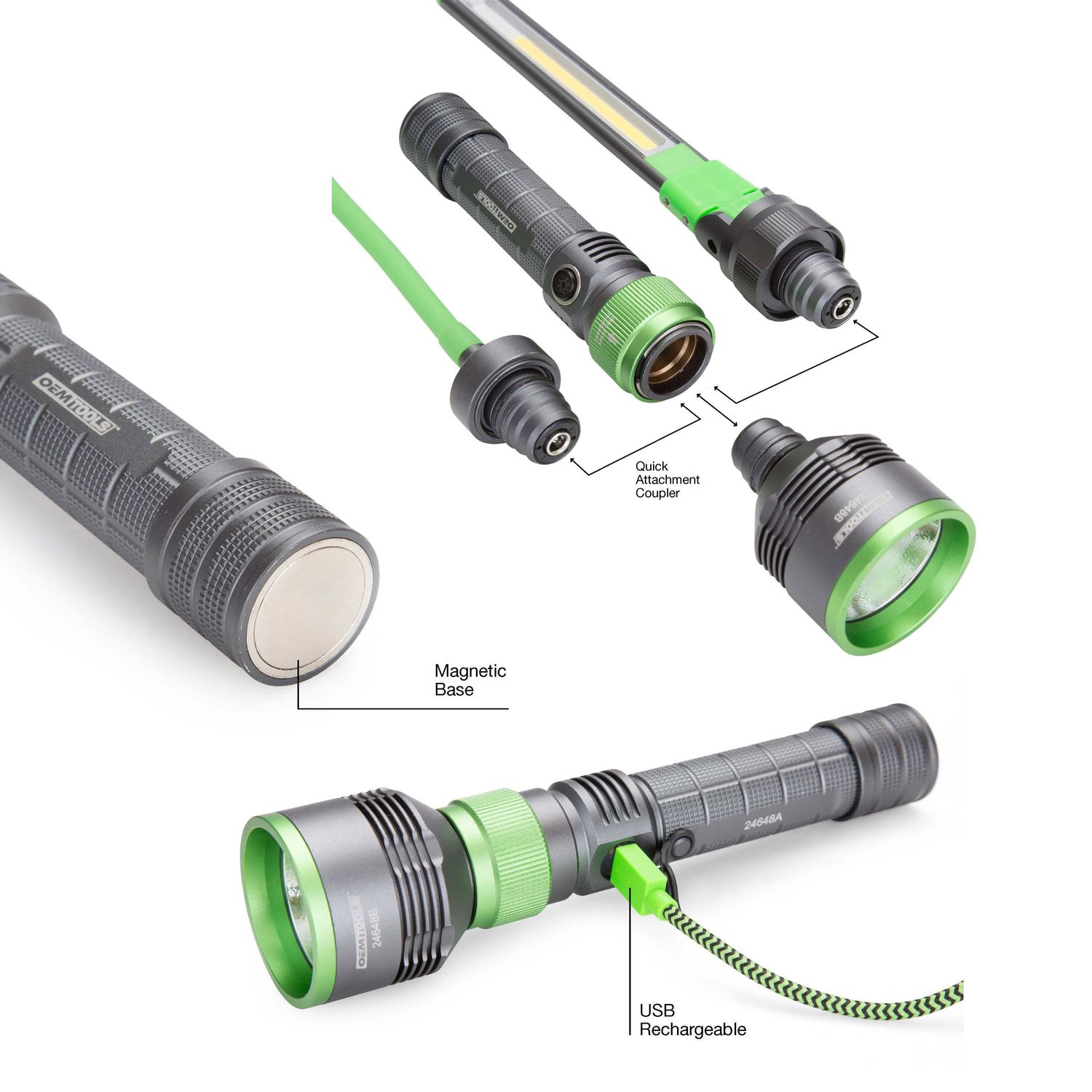 OEMTOOLS Rechargeable Multi-Head Work Light Set