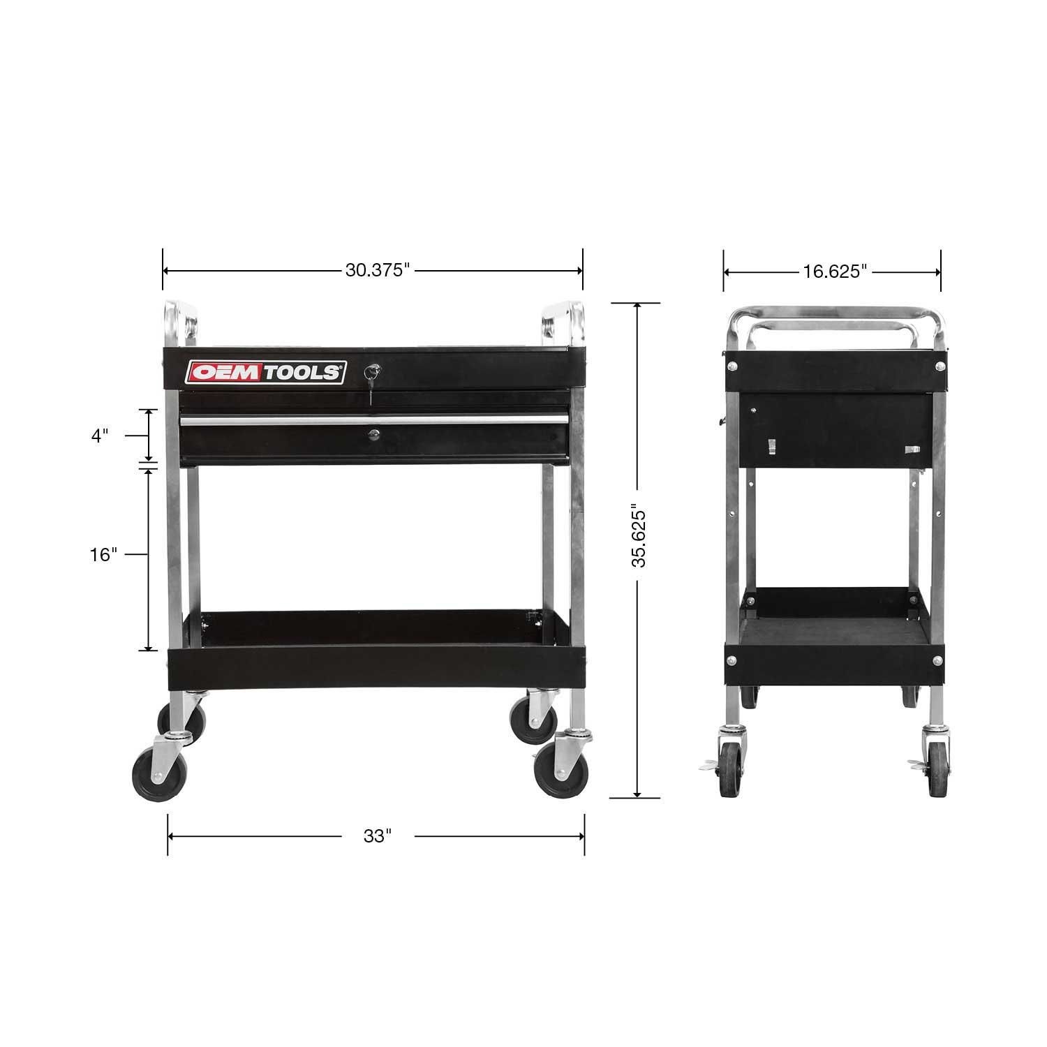 OEMTOOLS Service Cart with Locking Lid and Drawer