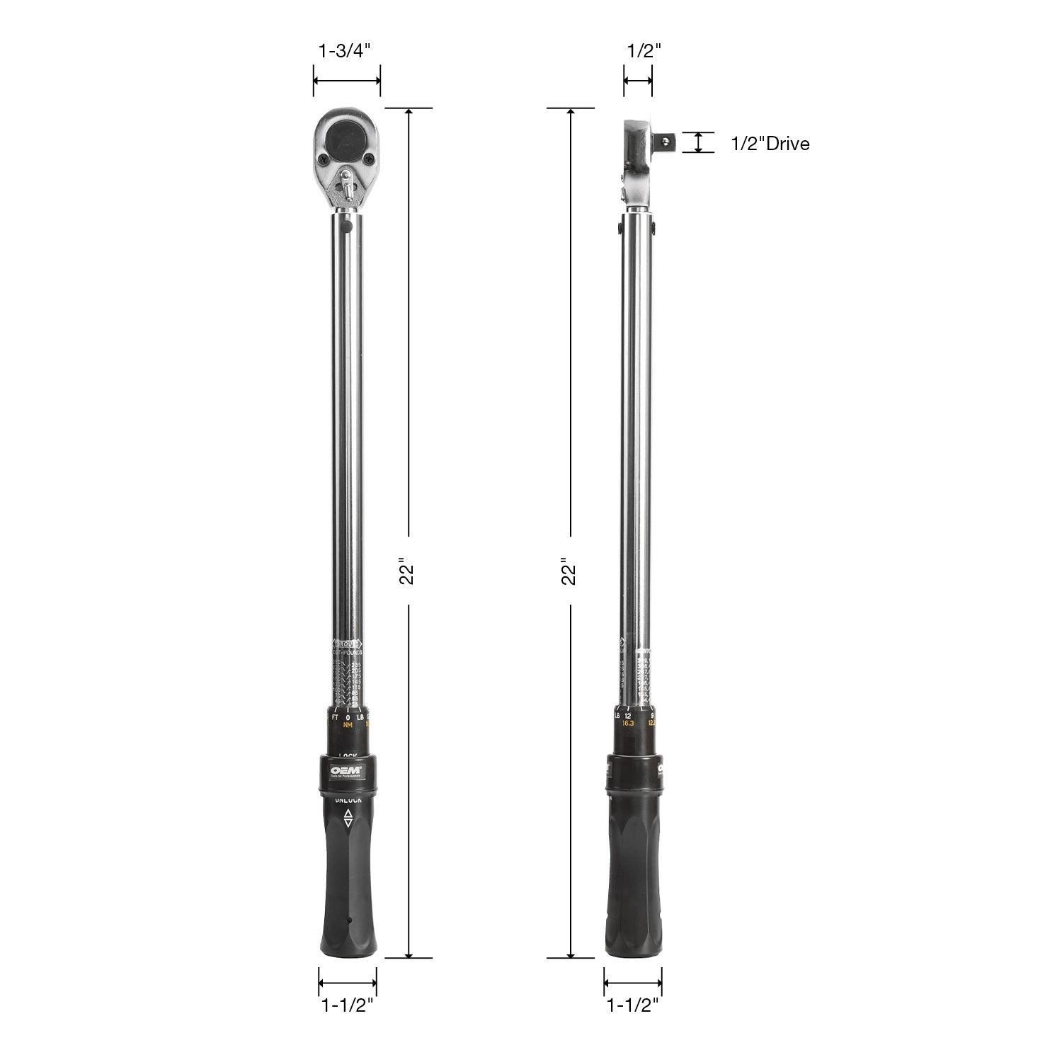 OEMTOOLS 1 2in Drive 25 250 ft lbs Torque Wrench