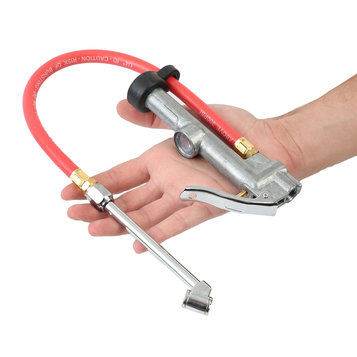 OEMTOOLS 1 4in NTP Dual Head Chuck Tire Inflator Gauge