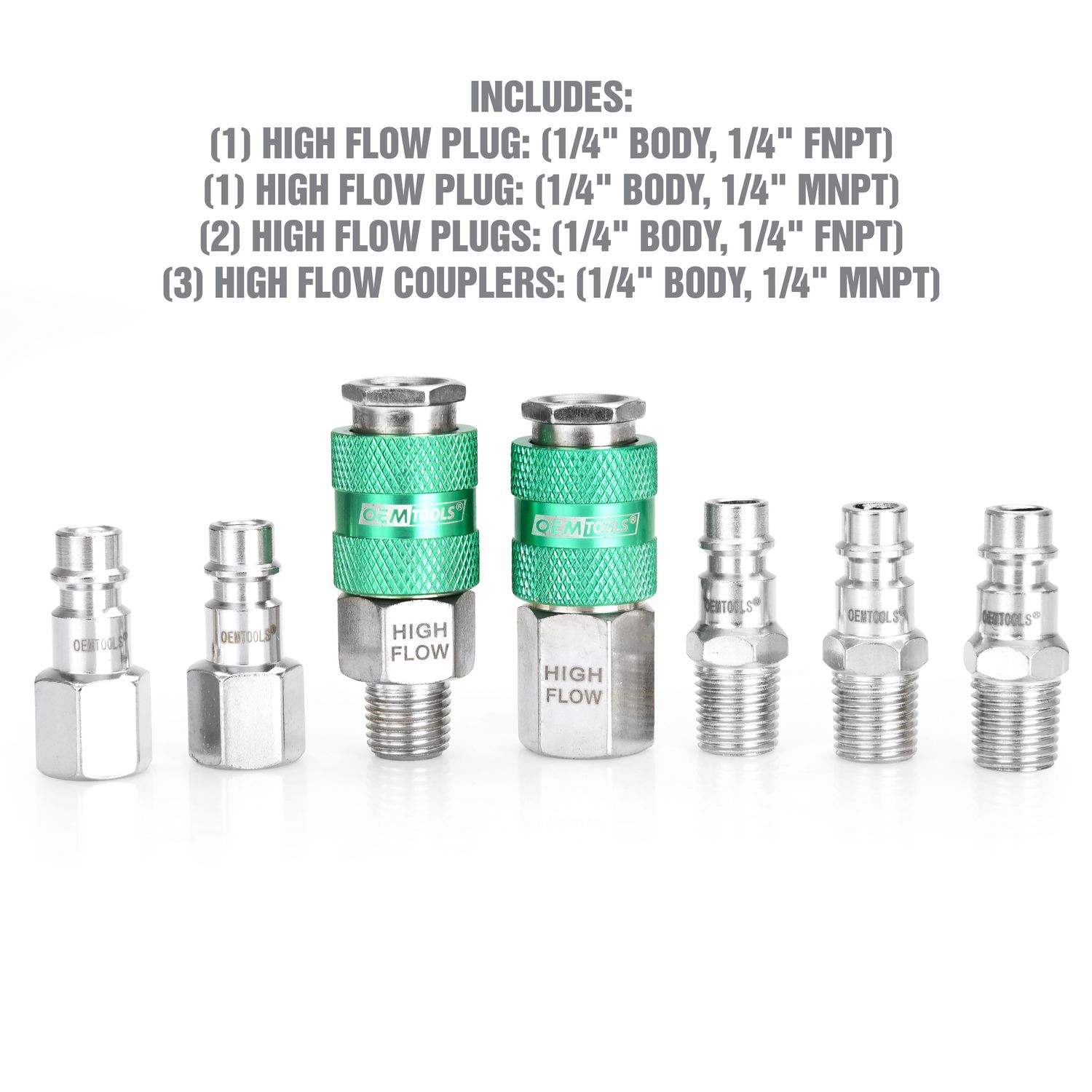 OEMTOOLS 1/4in High Flow Coupler and Plug Kit