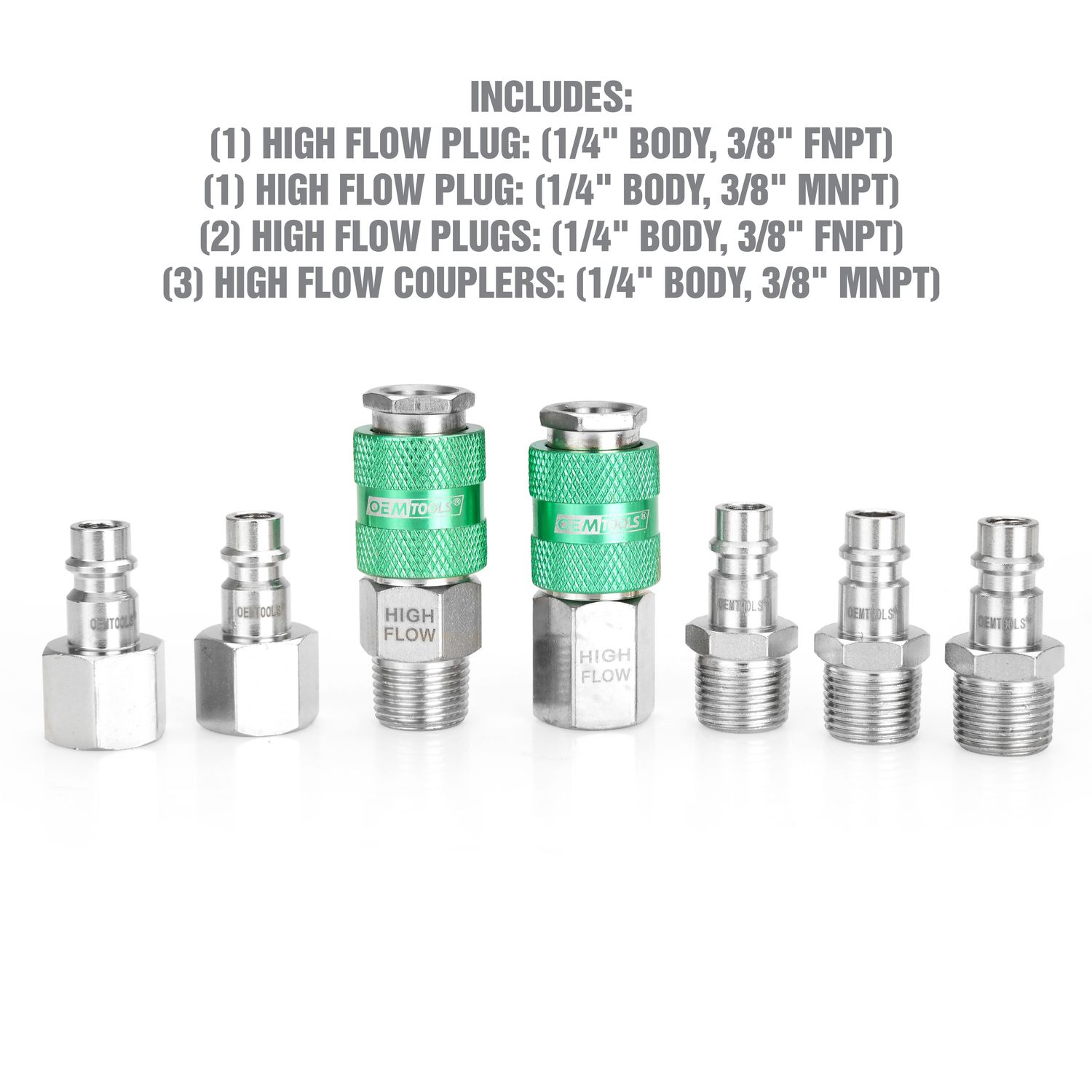 OEMTOOLS 3/8in High Flow Coupler and Plug Kit