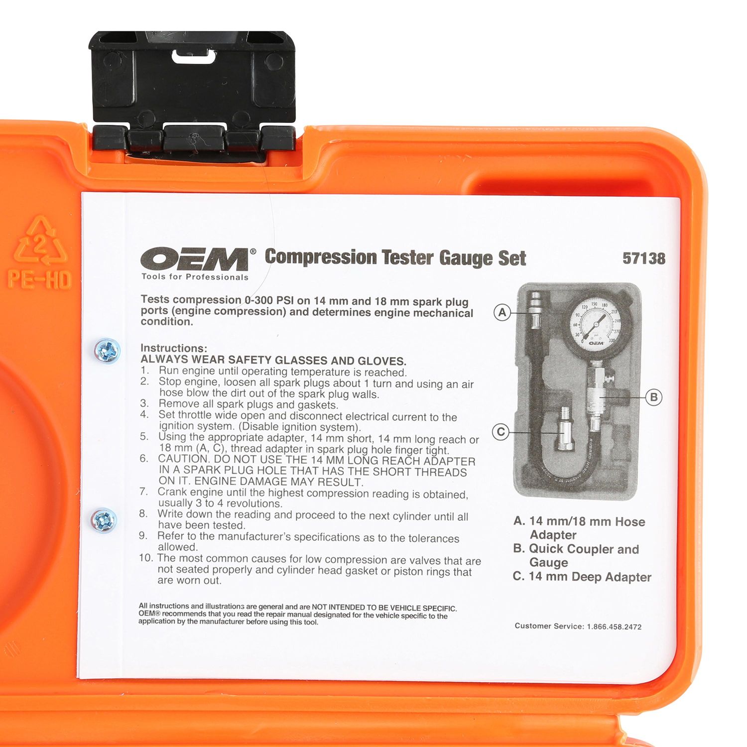 OEMTOOLS 14mm and 18mm Compression Tester Gauge Set