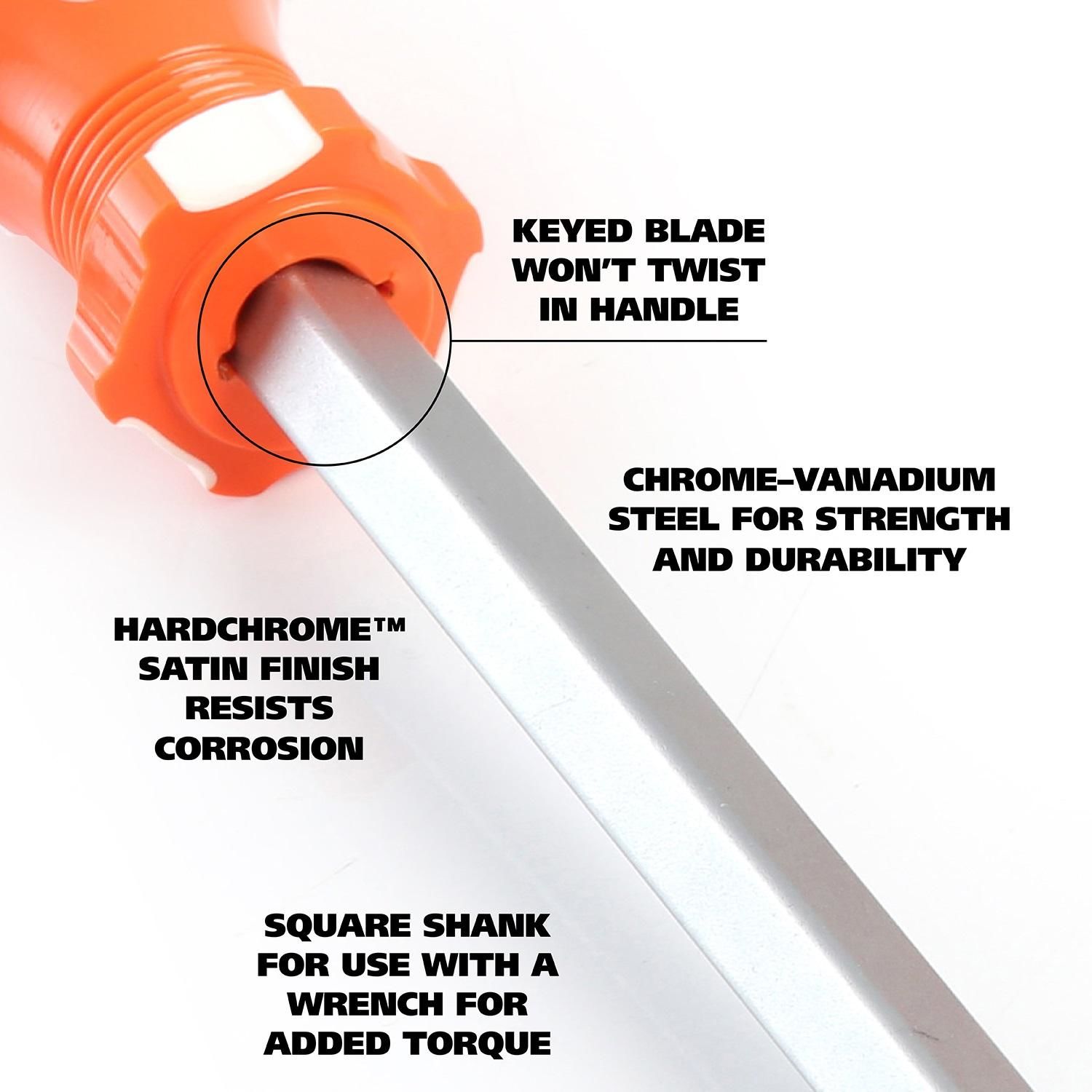 Great Neck 3/8in x 12in Slotted Square Shank Screwdriver