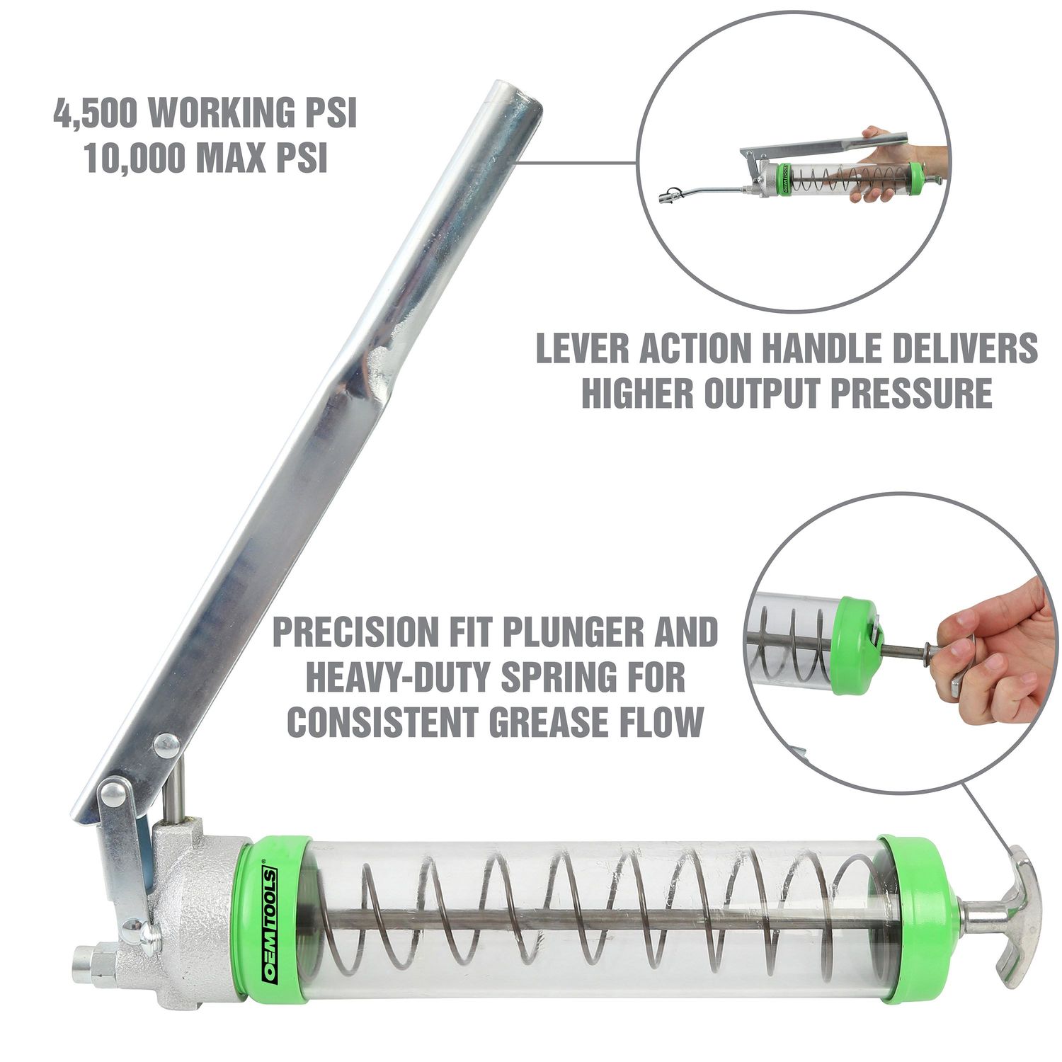 OEMTOOLS Heavy Duty Lever Action Clear Grease Gun