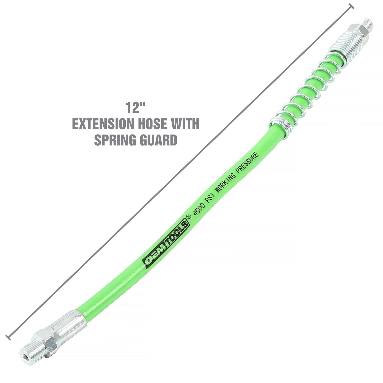 OEMTOOLS 12in Grease Hose with Spring Hose 1/8in NPT
