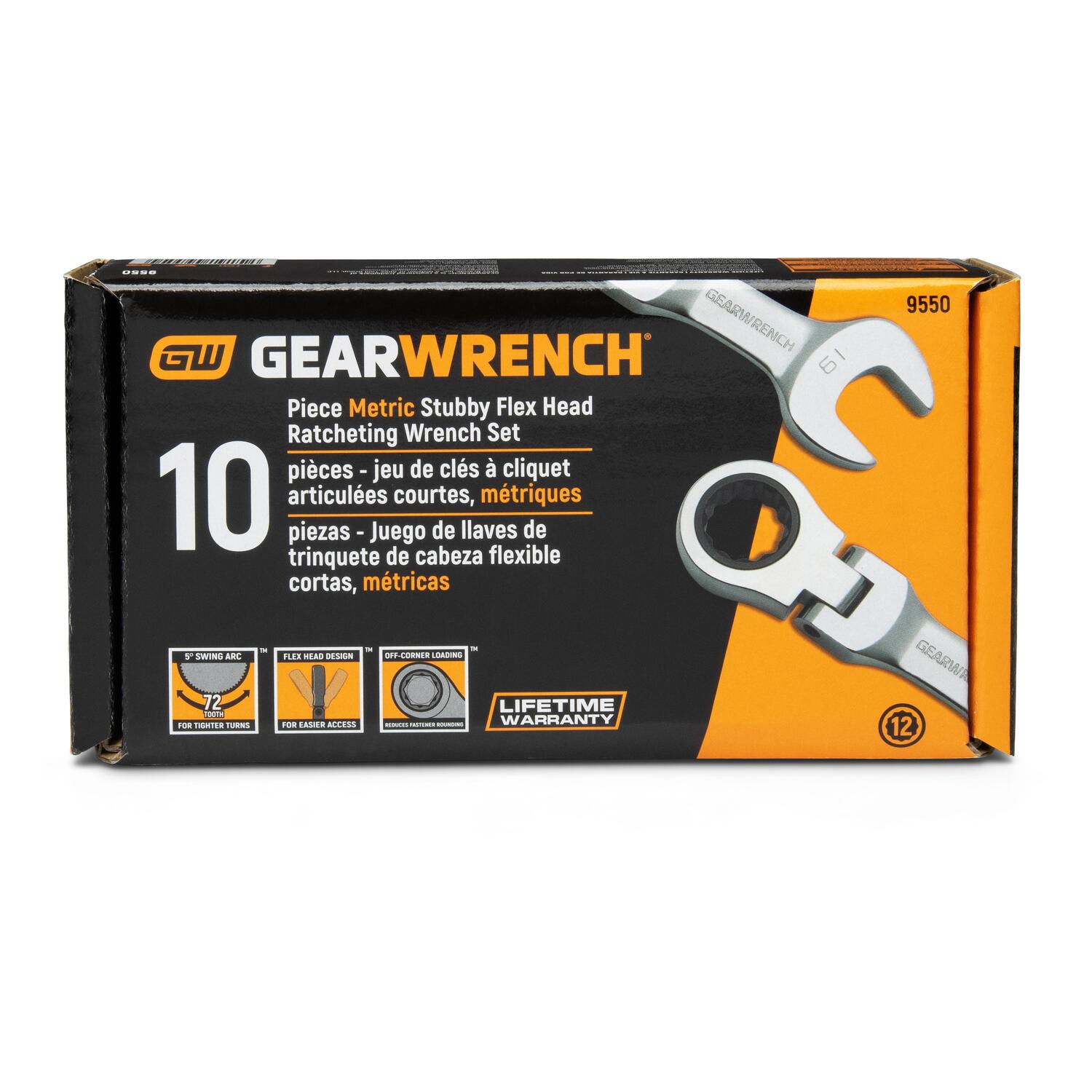 GearWrench 72 Tooth 12 Point Flex Head Ratcheting Combo Metric Wrench ...