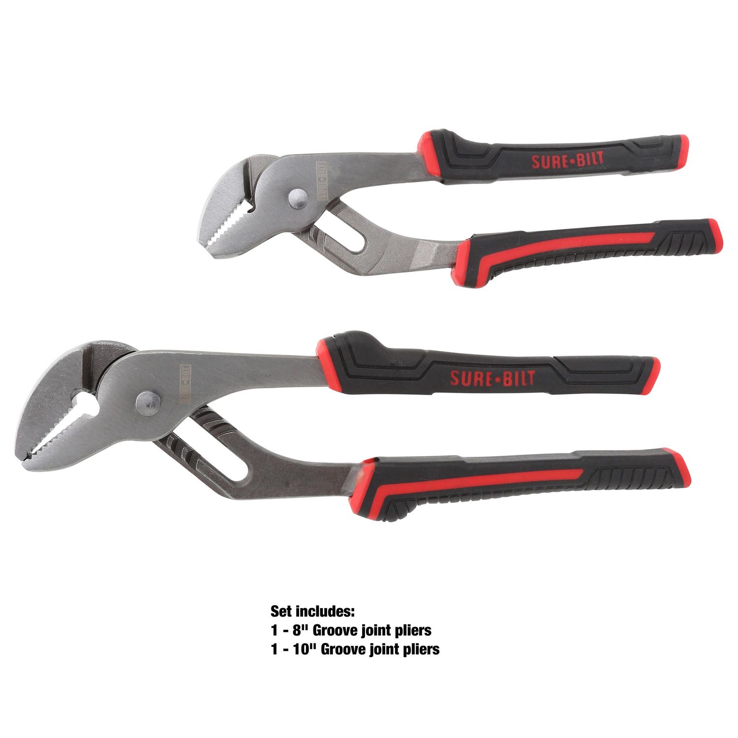 SureBilt 8in and 10in Groove Joint Pliers Set