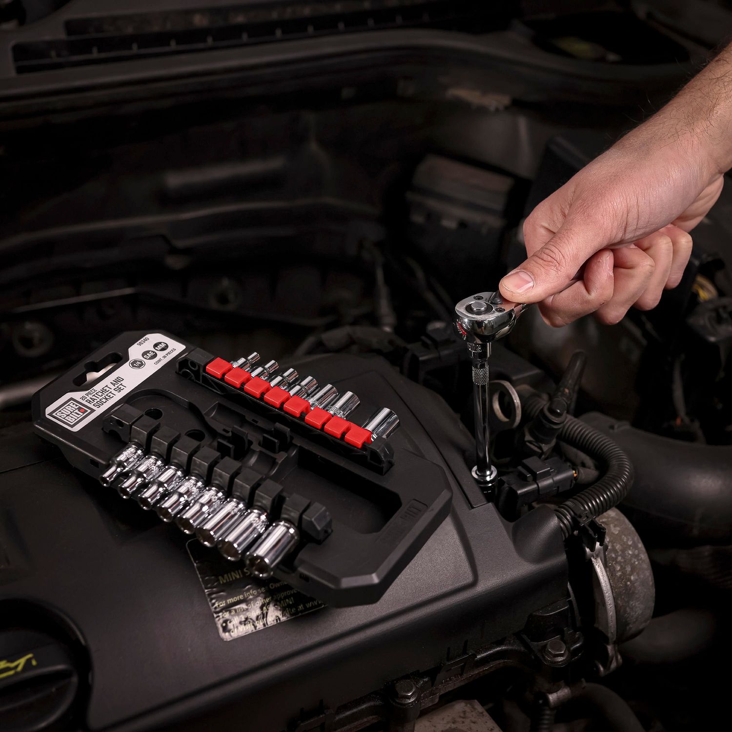 SureBilt 1/4in Drive Ratchet and Socket Set 20 Piece