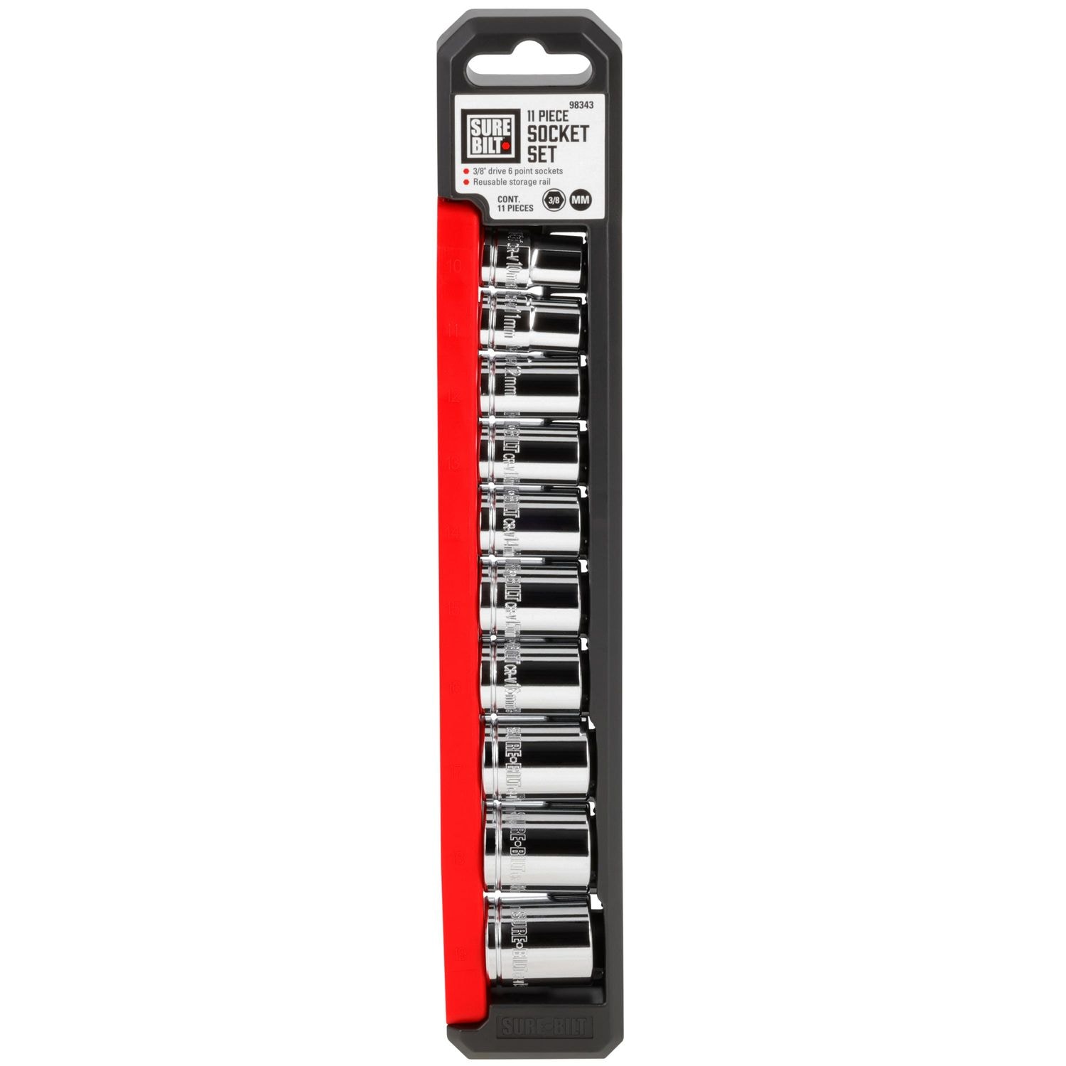SureBilt 3/8in Drive Metric Socket Set 11 Piece