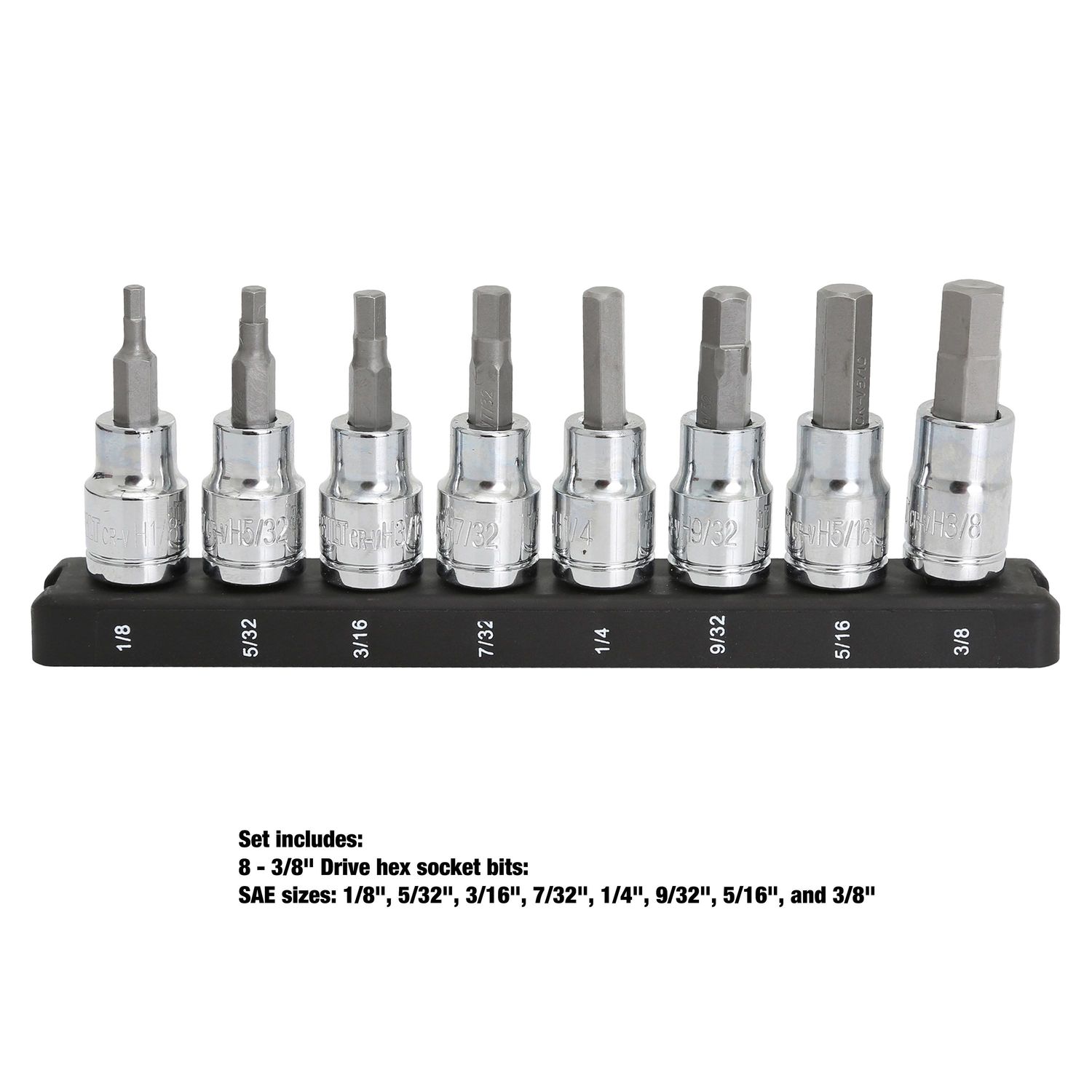 Great Neck 3/8in Drive Hex Bit Set Set 9 Piece