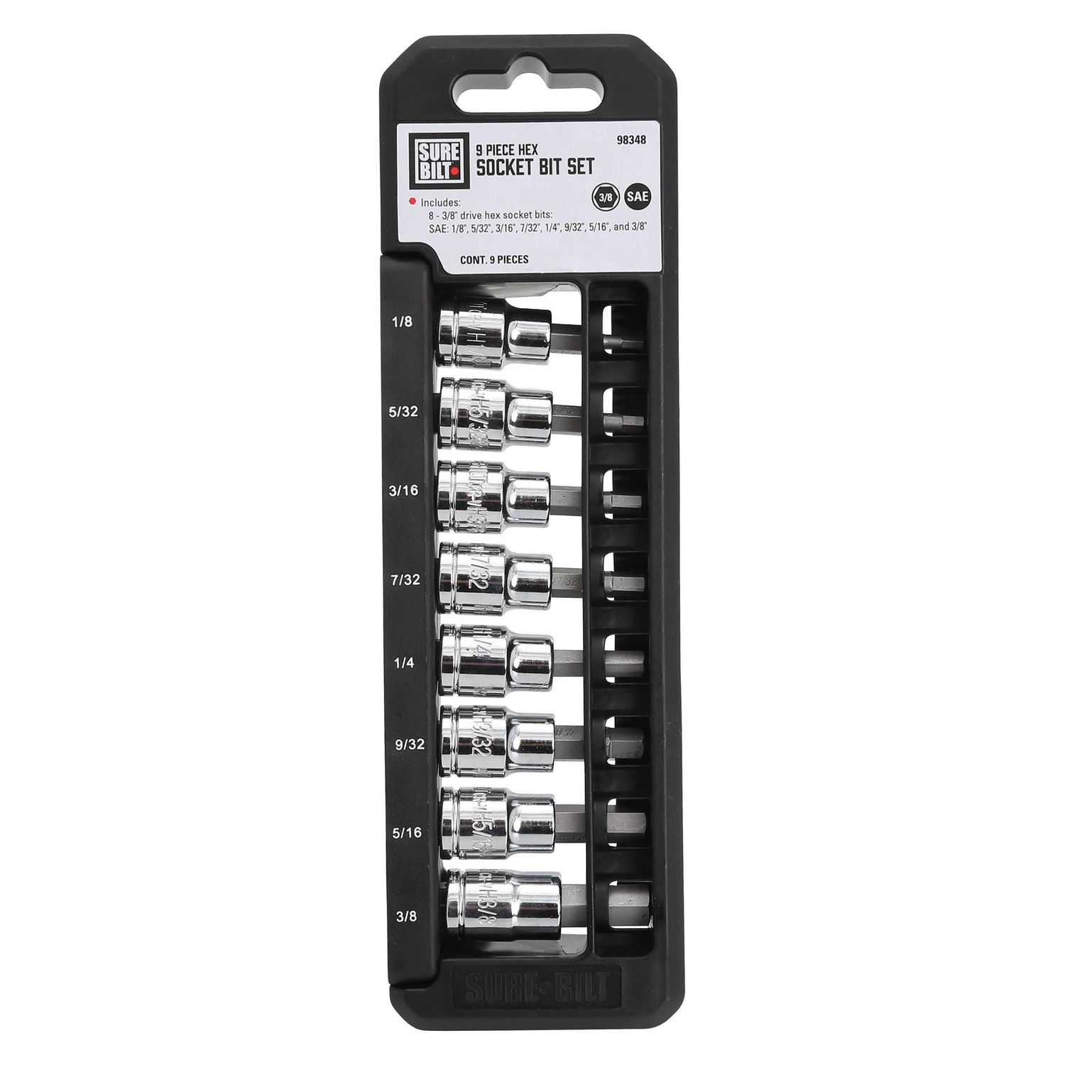 Great Neck 3/8in Drive Hex Bit Set Set 9 Piece