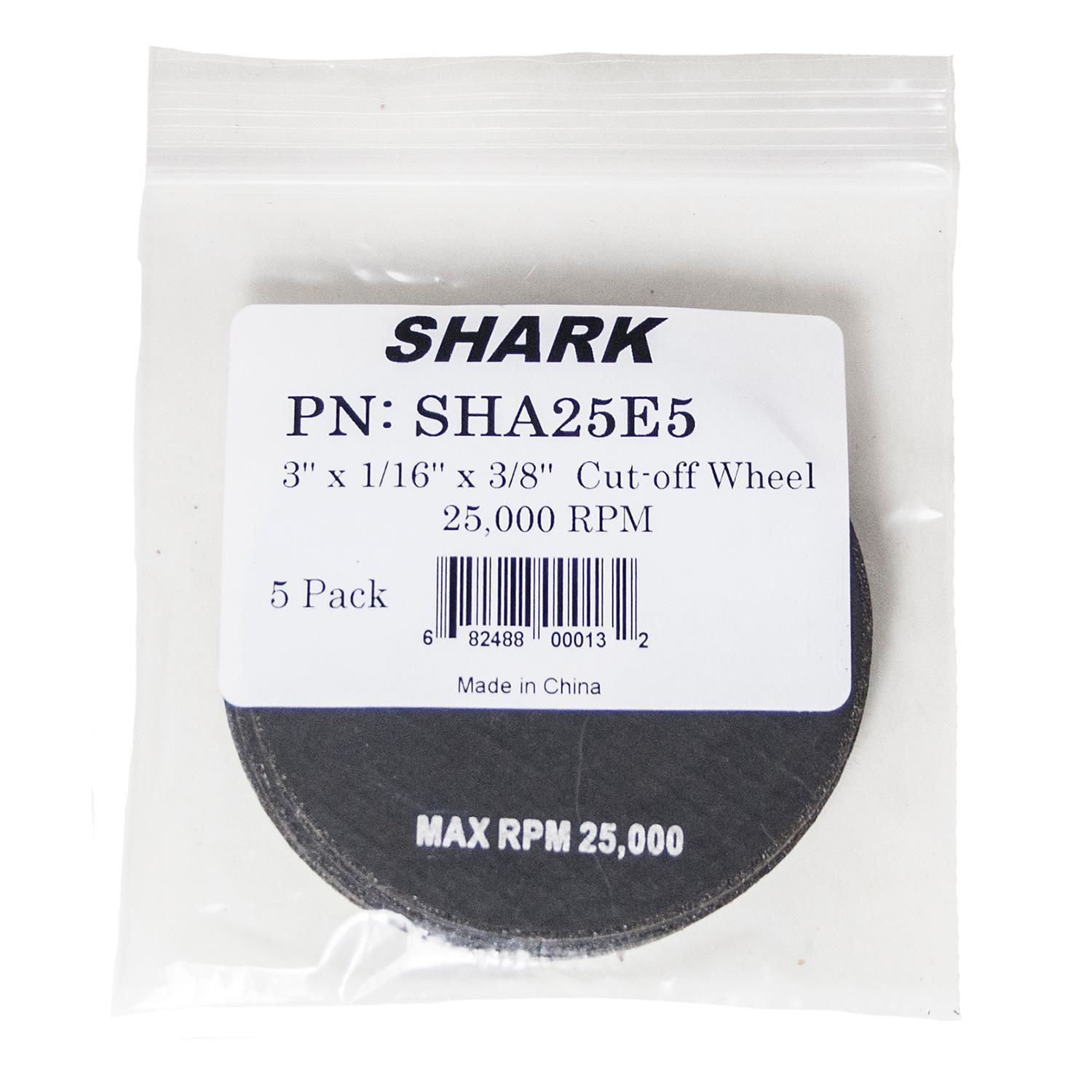 Shark Industries 3in X 1/16in X 3/8in Reinforced Cut off Wheels 5 Piece