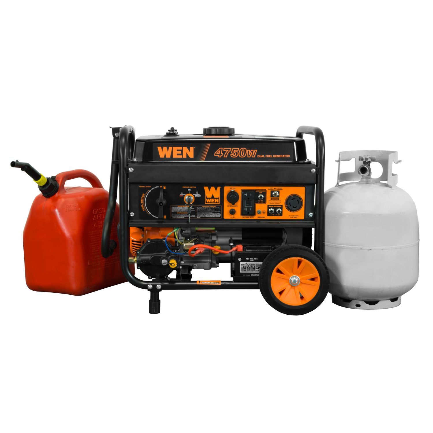 WEN 4,750/3,800 Watts 120/240 Volt Dual Fuel Gas and Propane Electric ...