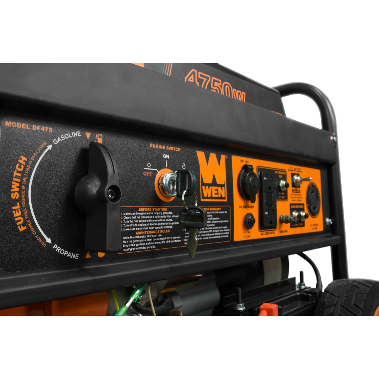 WEN 4,750/3,800 Watts 120/240 Volt Dual Fuel Gas and Propane Electric ...