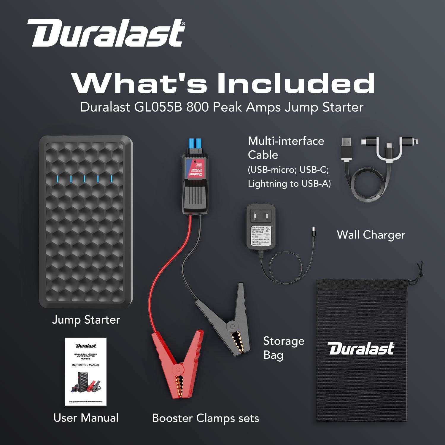 Duralast 800 Amps Lithium Portable Battery Jump Starter GL055B