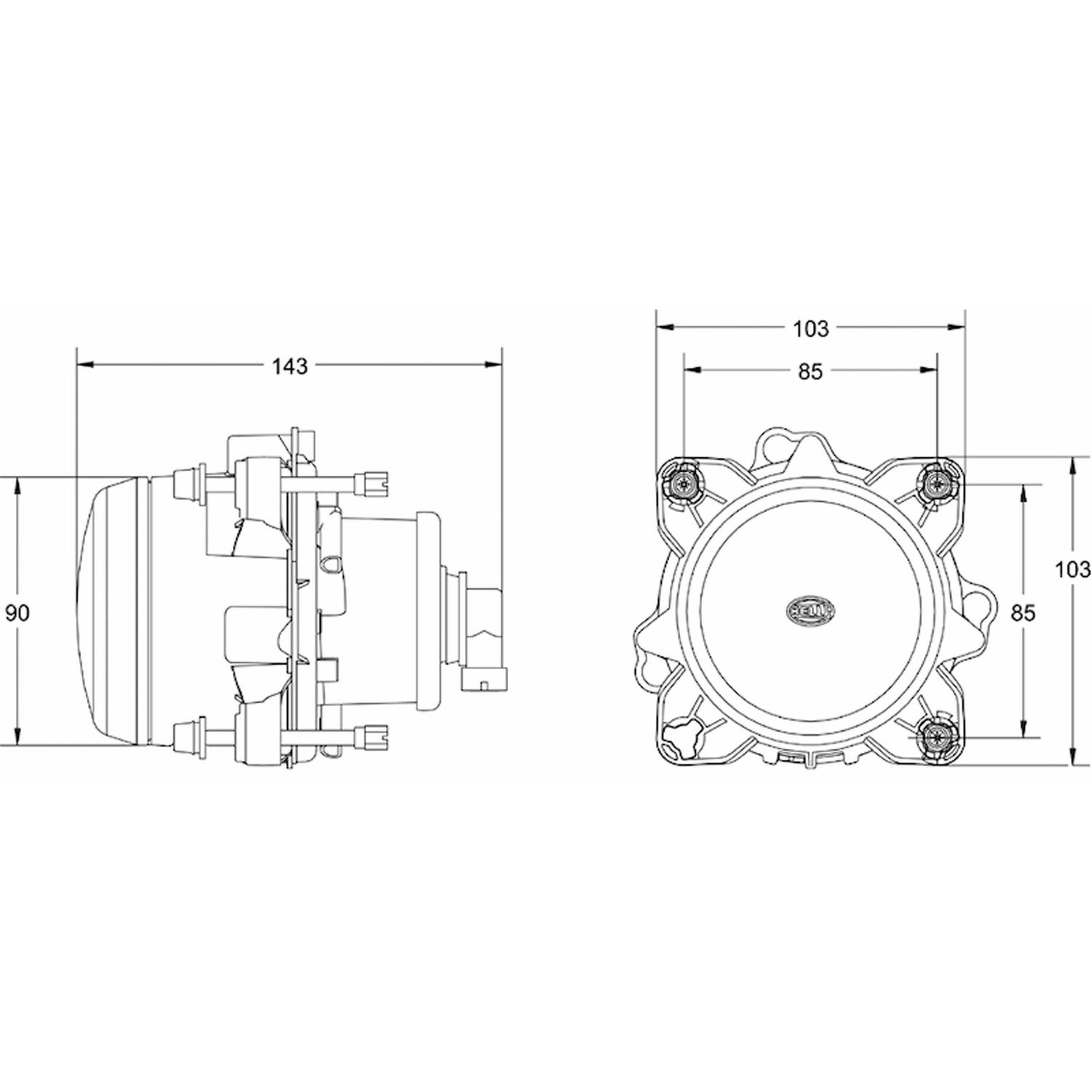 Hella 12 Volt 90mm H9 Headlight Assembly with Frame