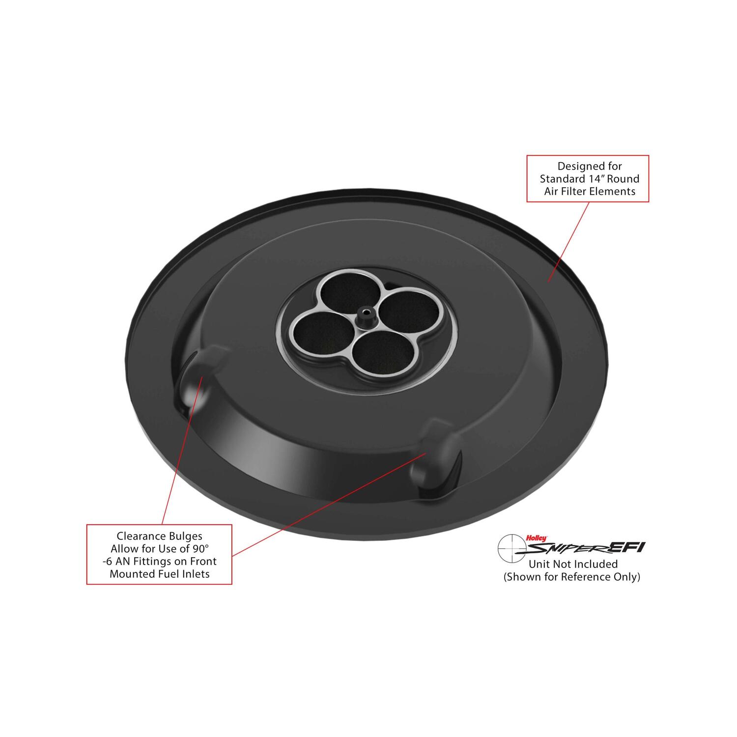 Holley 14in x 3in Black Finish Sniper Air Cleaner Assembly