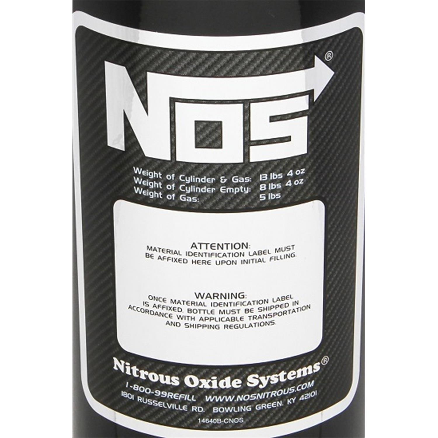 NOS/Nitrous Oxide System Black Finish 5lbs; 16.75in x 5.25in Hi-Flow ...