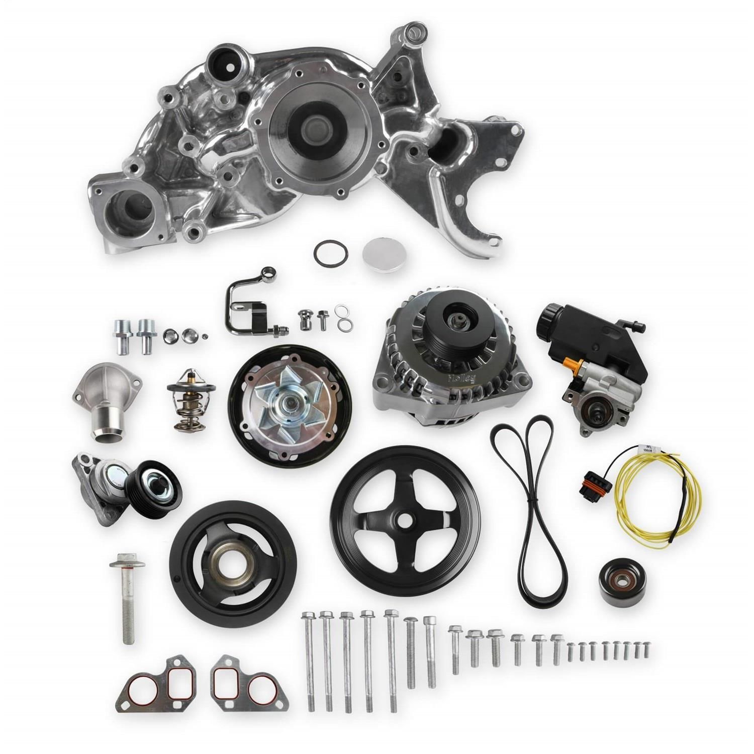 Holley LS Mid-Mount Race Accessory Drive Kit with Water Pump/Alternator ...