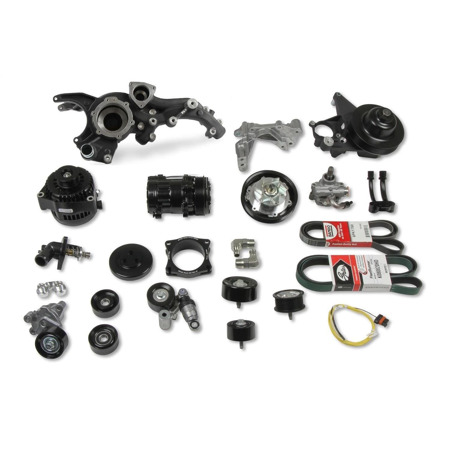 Holley Aluminum Cast Finish Black Premium Mid-Mount Complete Accessory ...