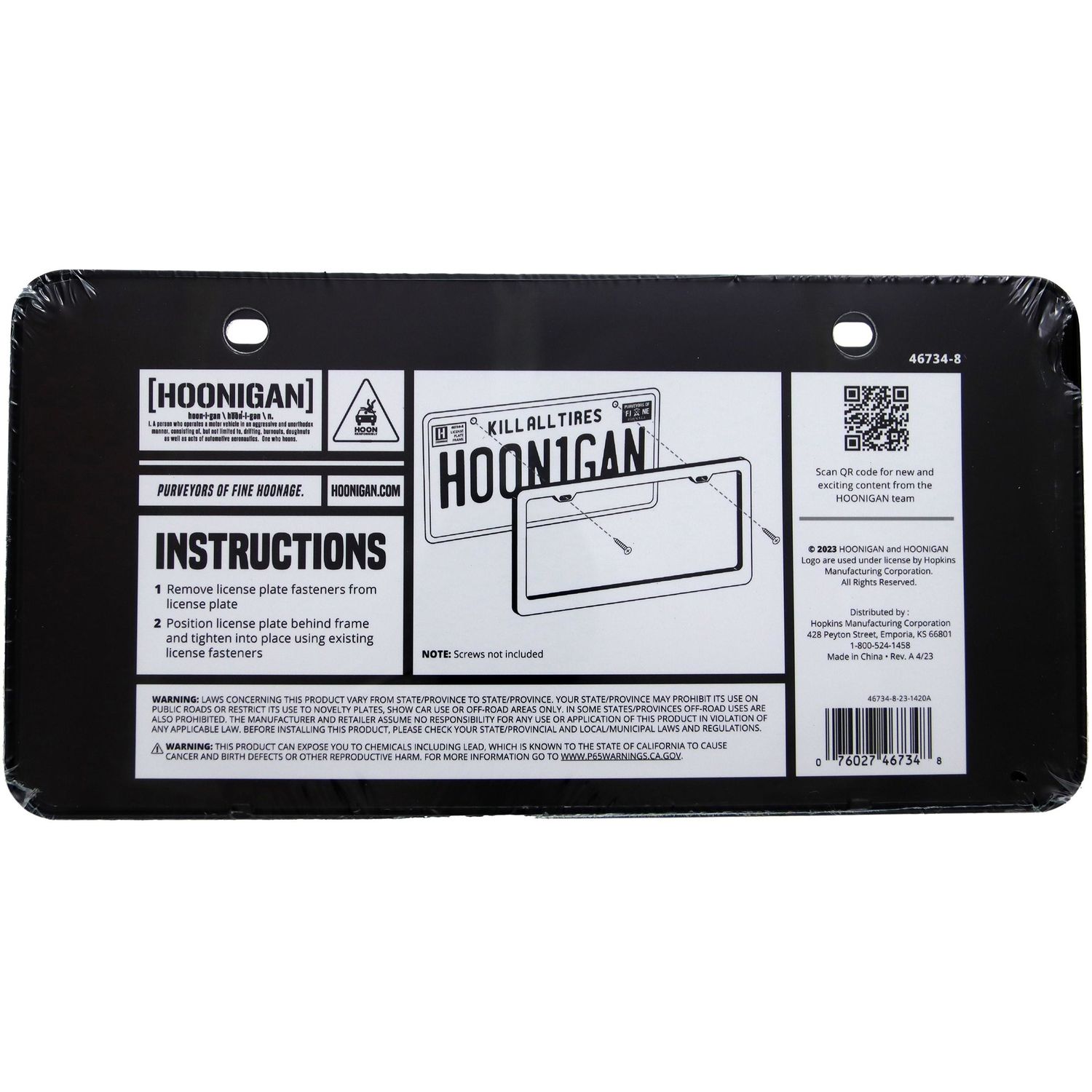 Hoonigan Black Scatter License Plate Frame