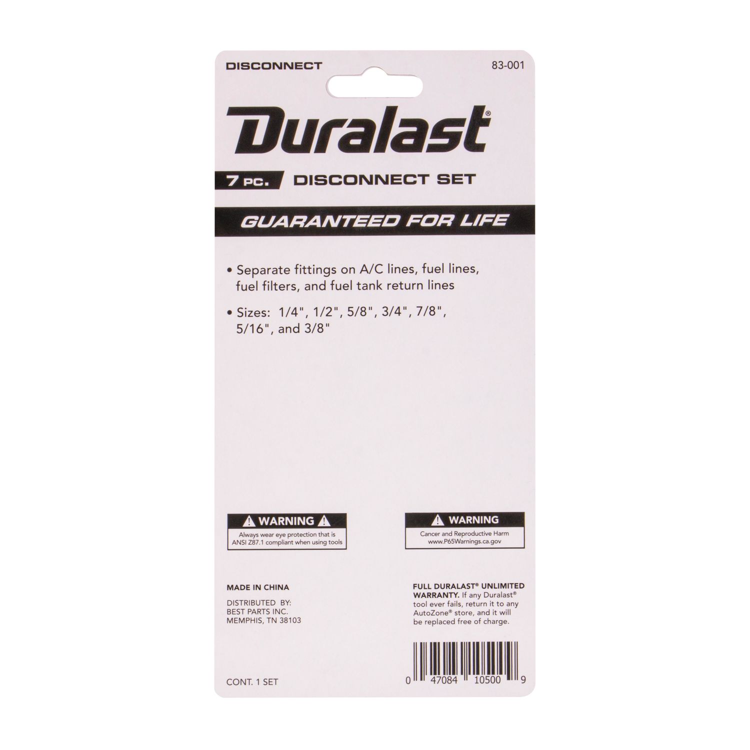 Duralast Plastic Disconnect Set 7 Piece