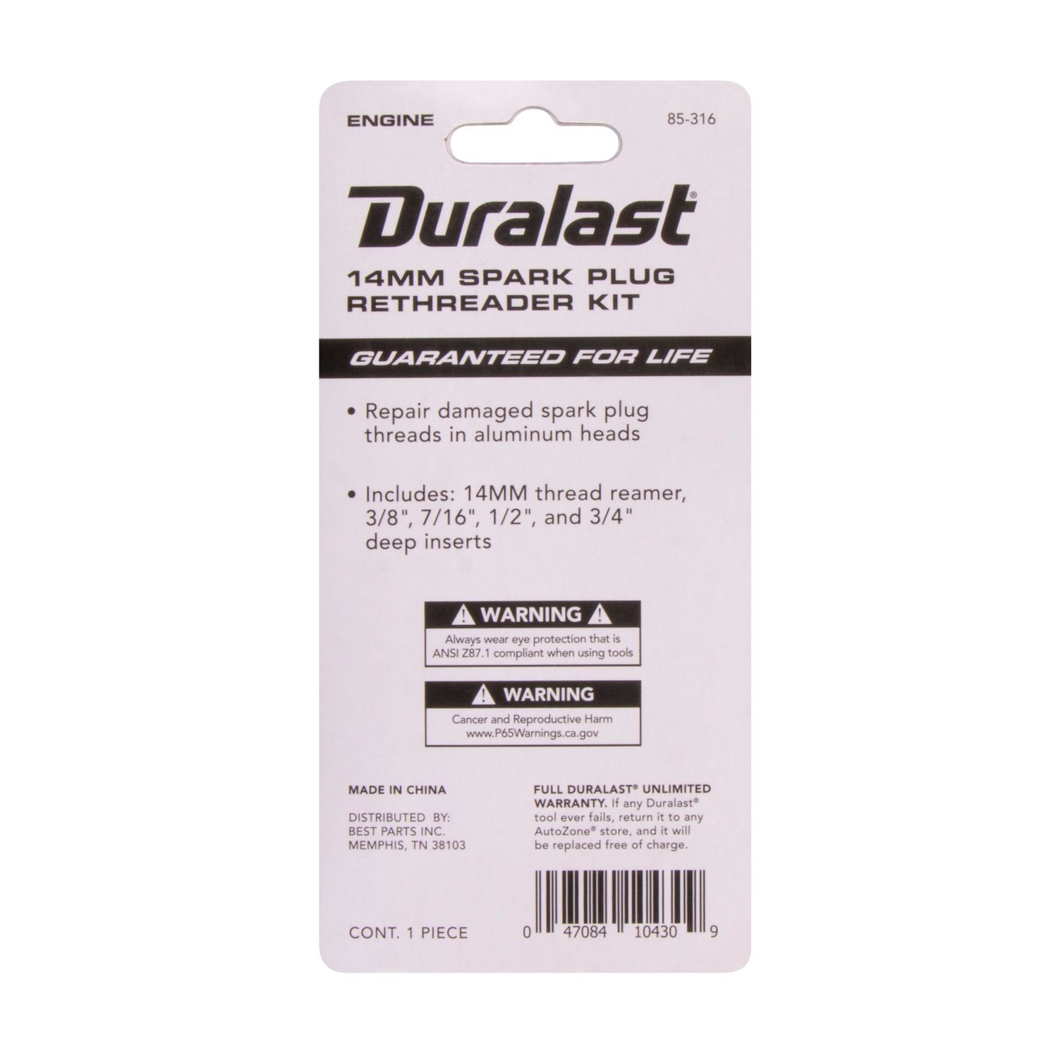 Duralast 14mm Cylinder Heavy Duty Rethread Kit