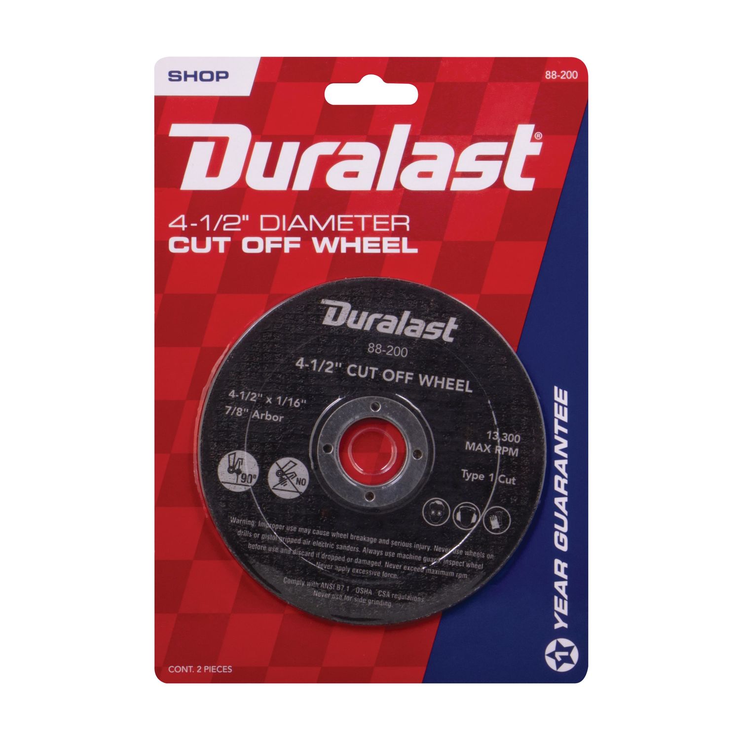 Duralast 4 1/2in x 1/16in Cut Off Wheel 2 Piece