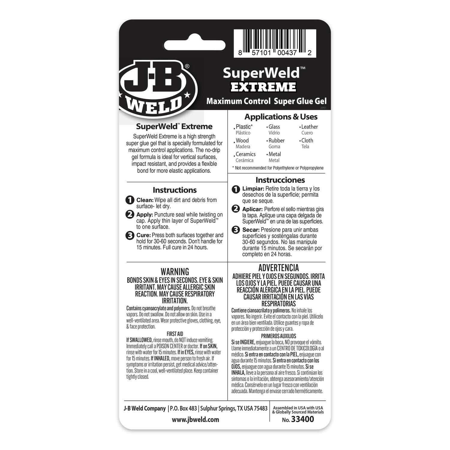 J-B Weld SuperWeld Extreme Instant Adhesive .53oz