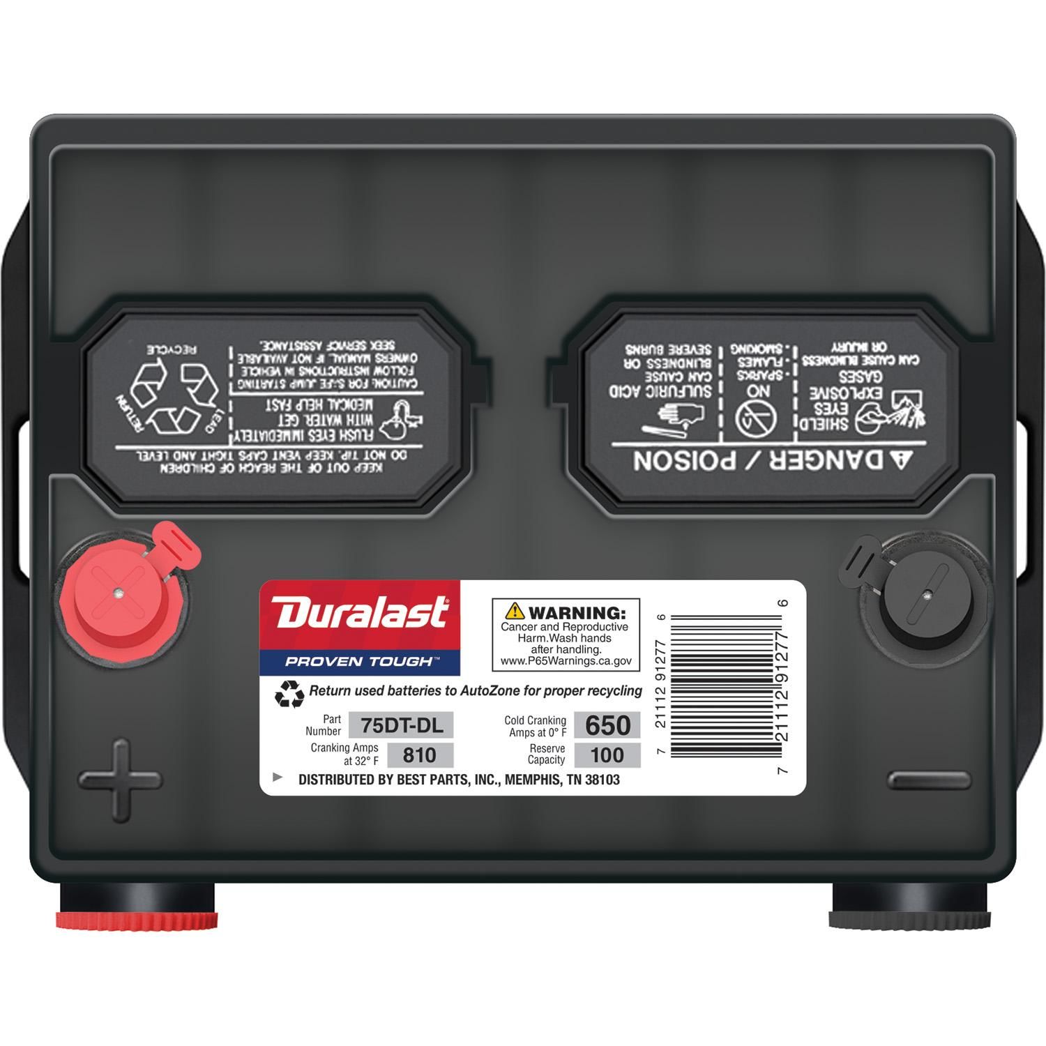 Duralast Battery BCI Group Size 75 650 CCA 75DT-DL