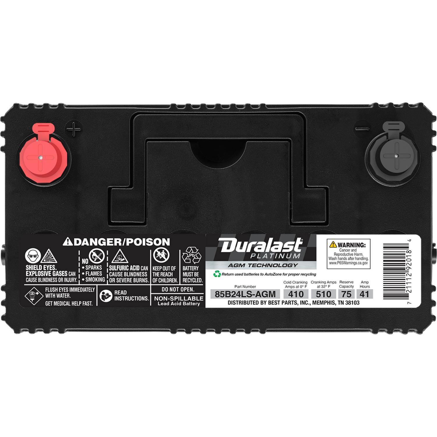 Duralast Platinum Group Size 85B24LS Absorbed Glass Mat (AGM) Battery ...