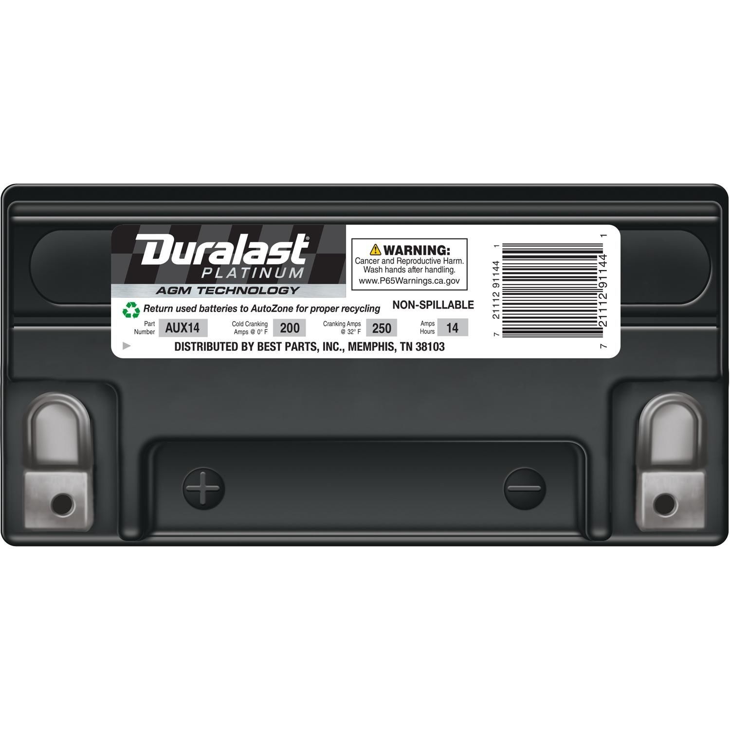 Duralast Platinum Group Size 400 AGM Auxiliary Battery AUX14