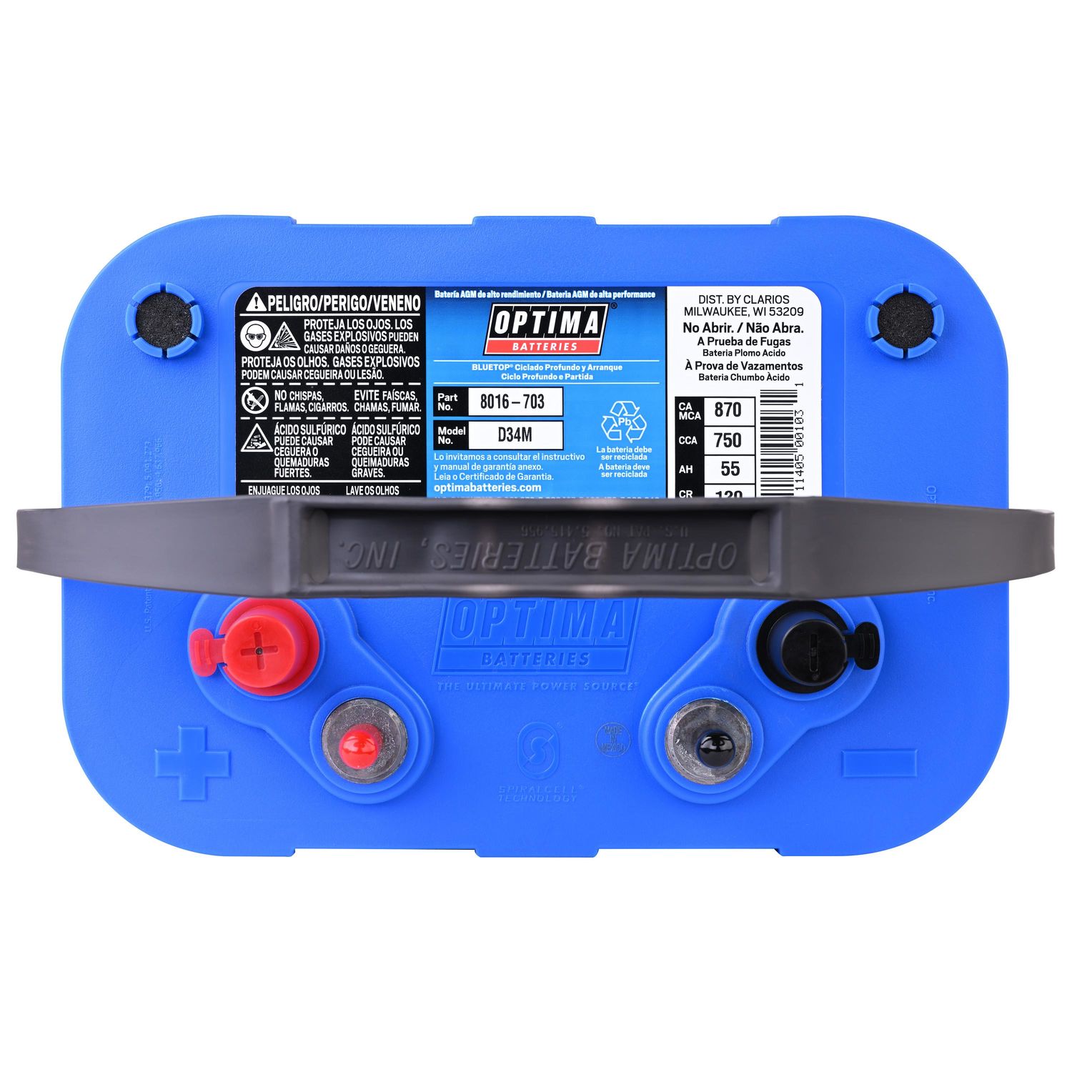 OPTIMA Blue Top Group Size 34 Marine/RV Dual Purpose Absorbed Glass Mat ...