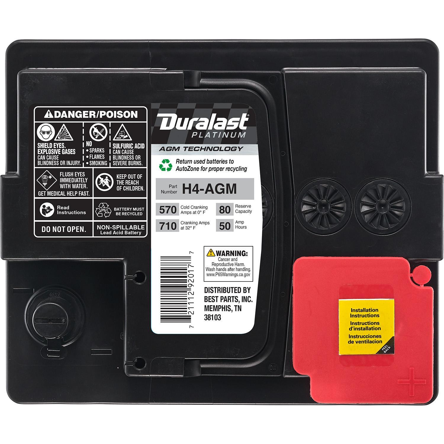 Duralast Platinum Group Size 140R H4 AGM Battery H4-AGM