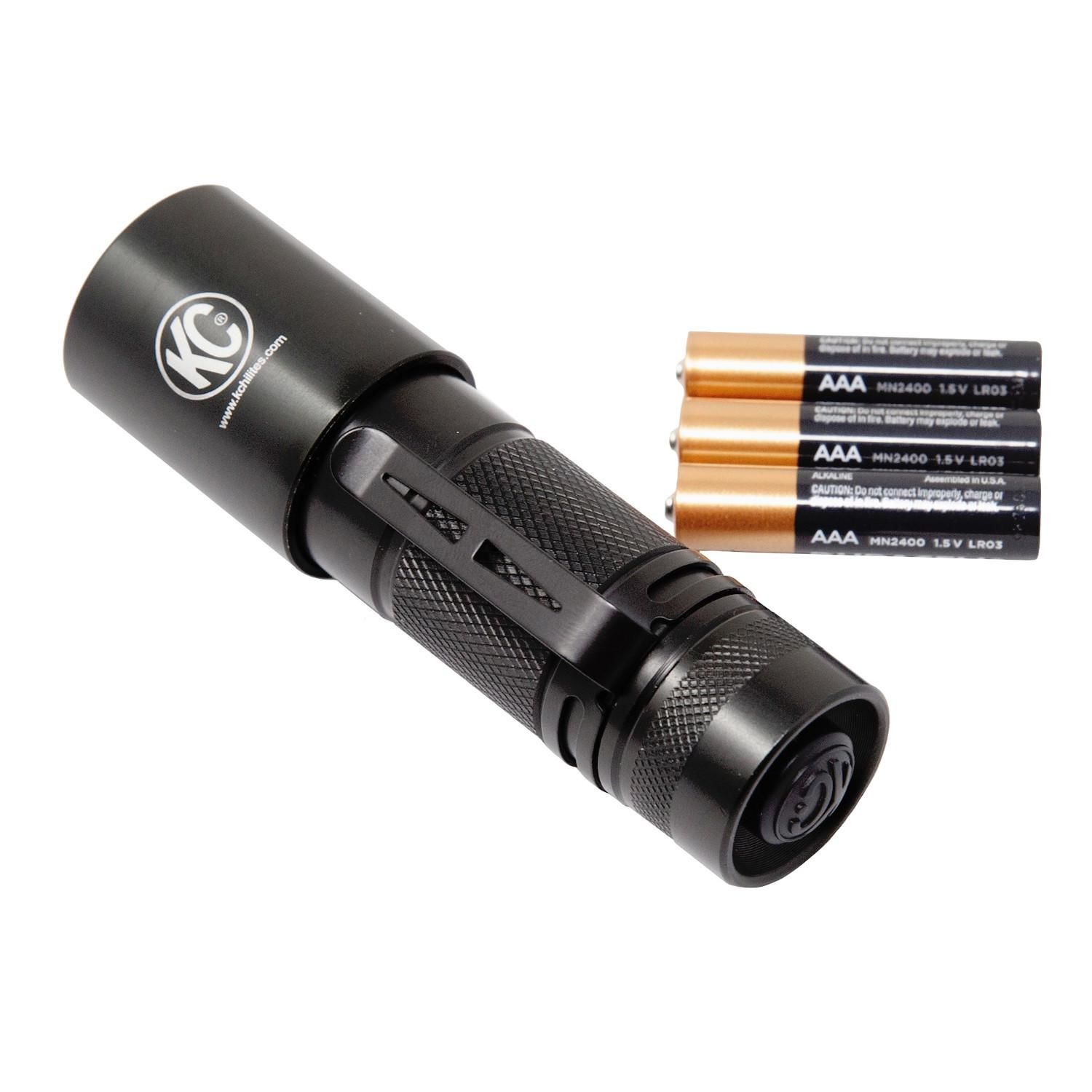 KC HiLiTES Black LED Flashlight Adjustable Focus