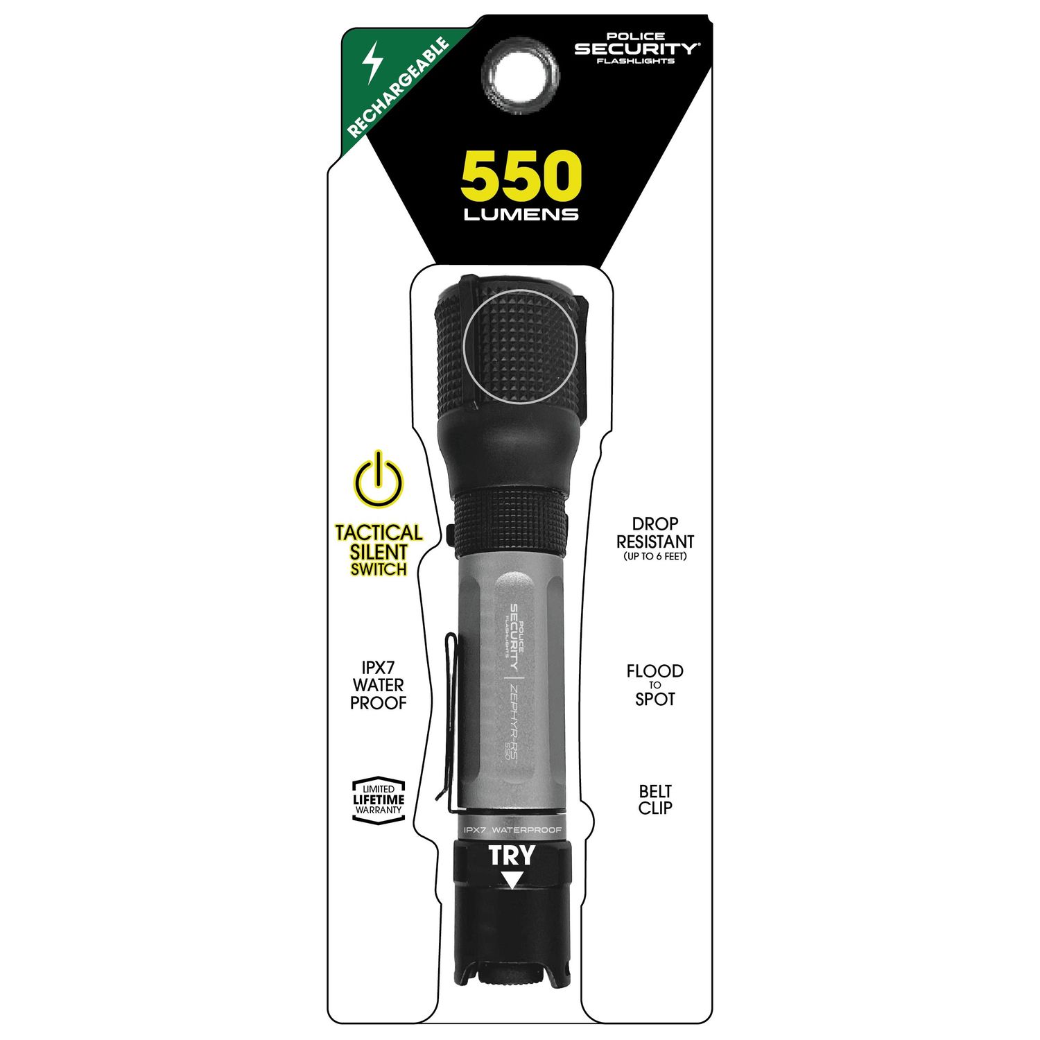 Police Security Zephyr RS Tactical Flashlight