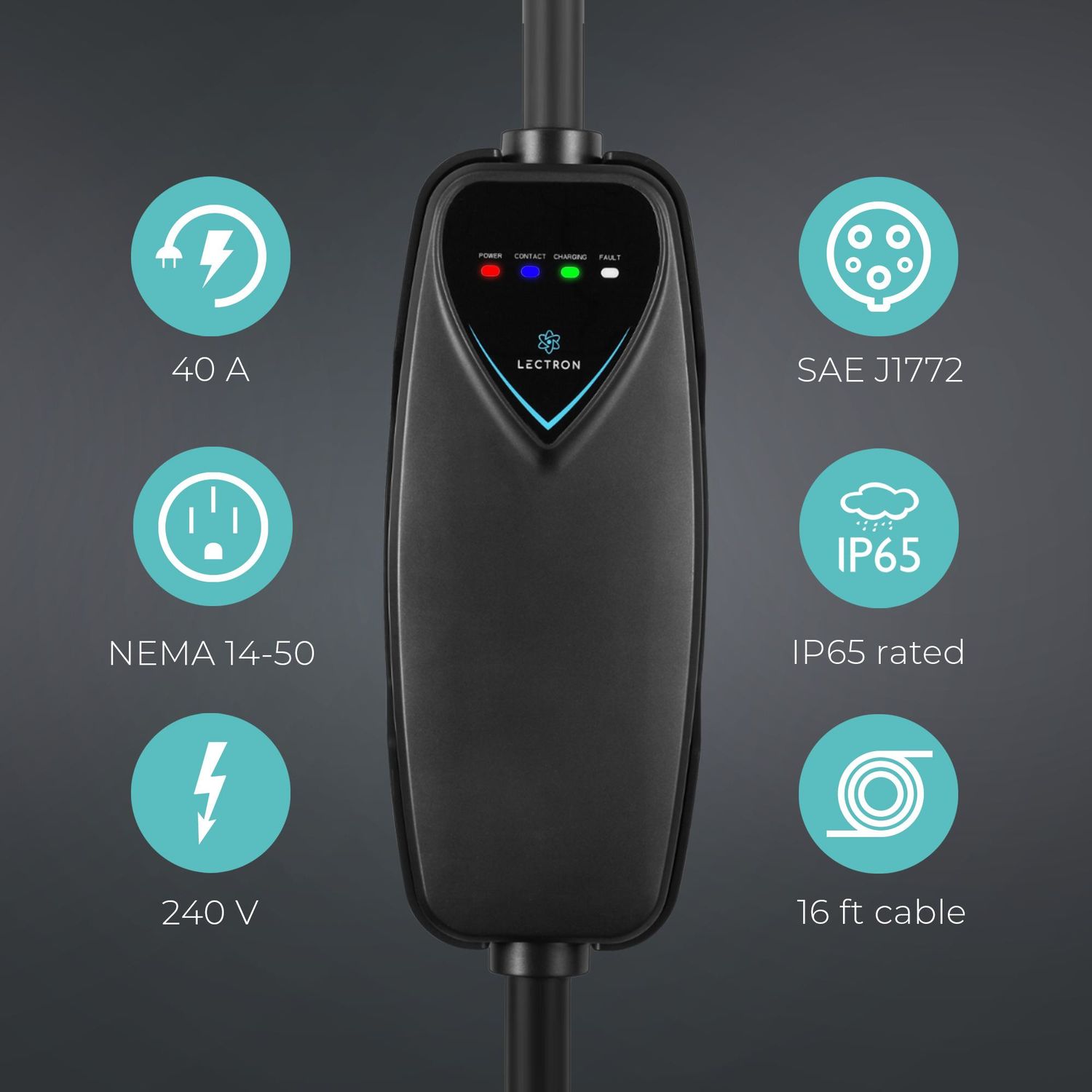 Lectron 240 Volt 40 Amps Portable Electric Car Charger (WiFi) with NEMA ...