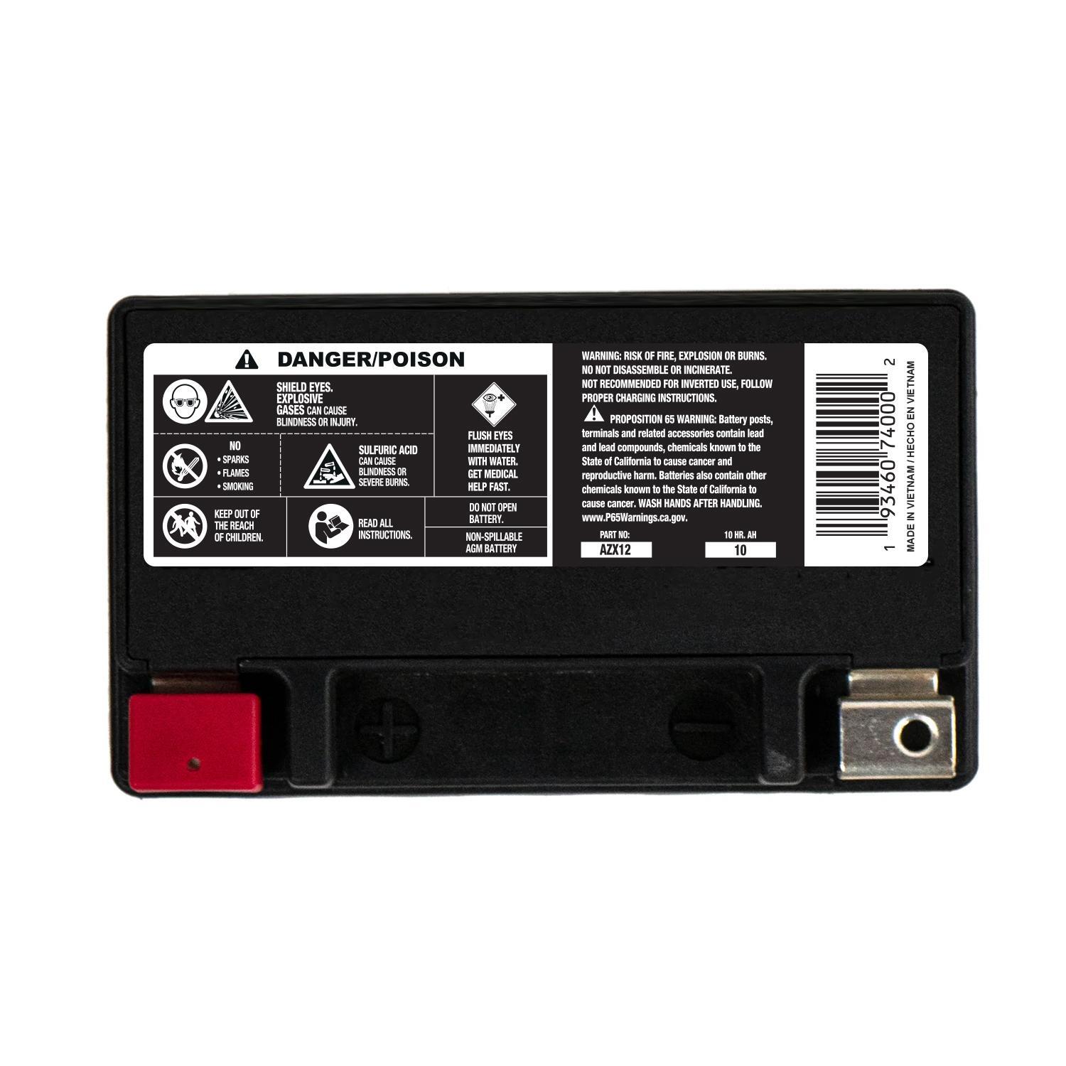 Duralast Gold Powersport Absorbed Glass Mat (AGM) Battery AZX12